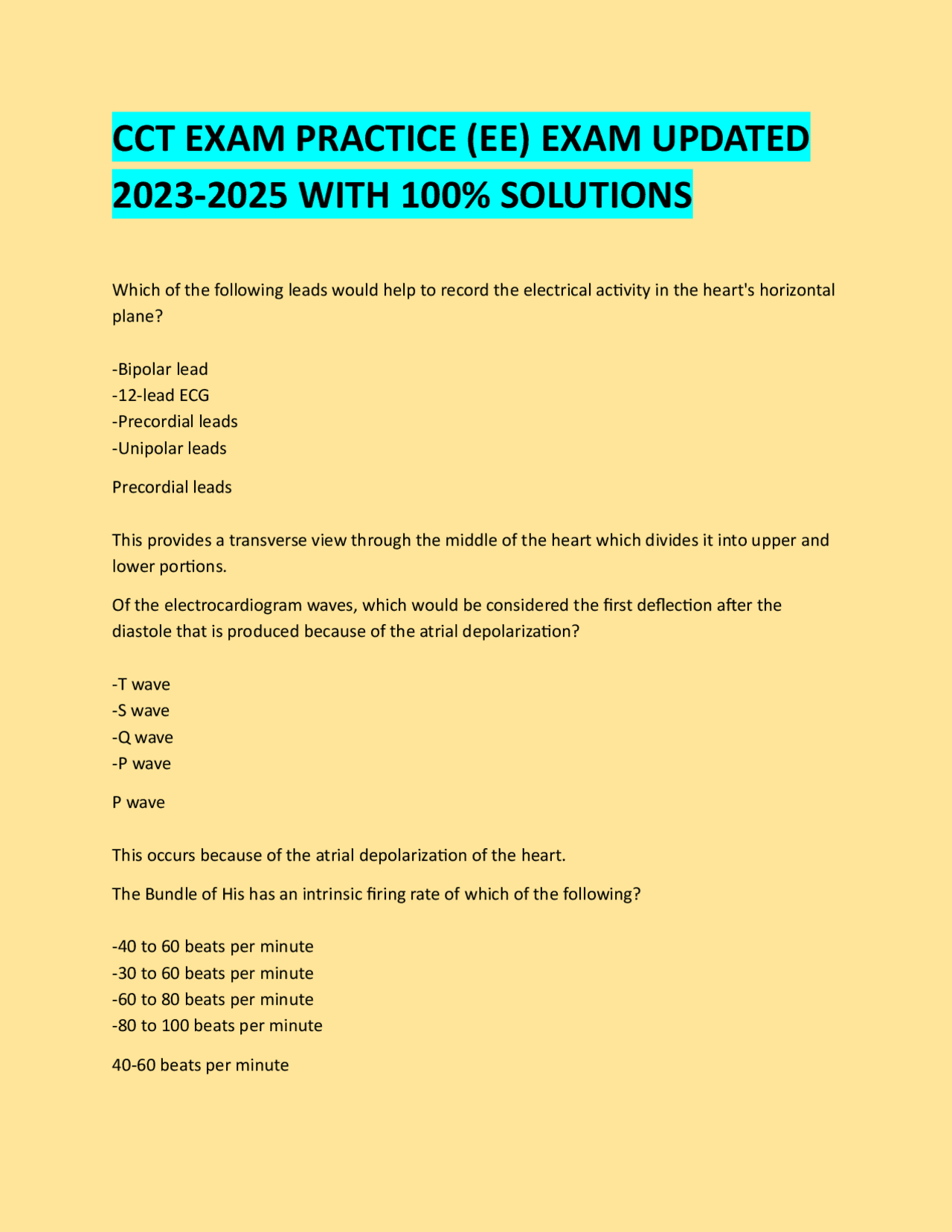 CCT EXAM PRACTICE (EE) EXAM UPDATED 2023-2025 WITH 100% SOLUTIONS ...