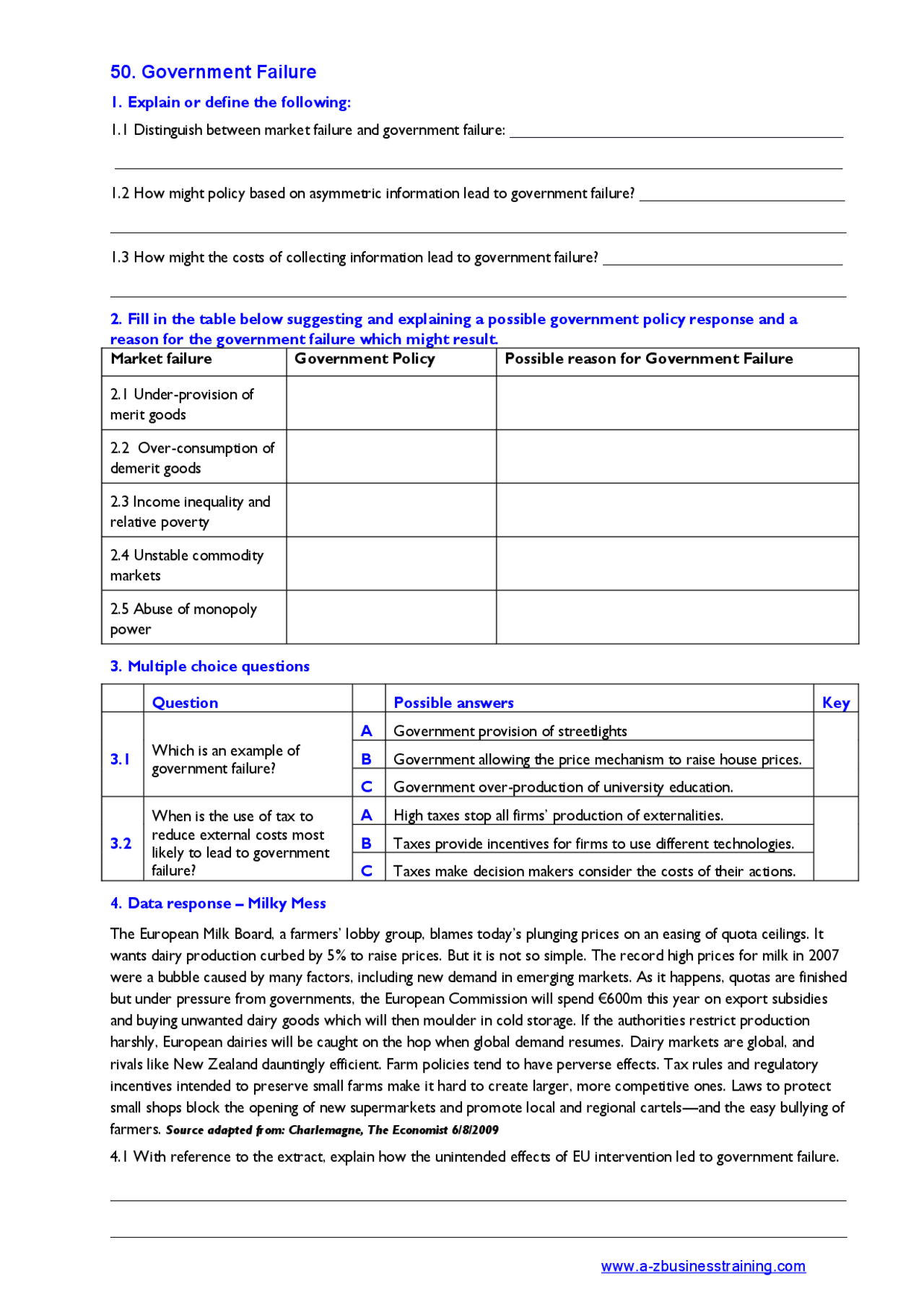 Economics A level Revision | Study notes Economics | Docsity