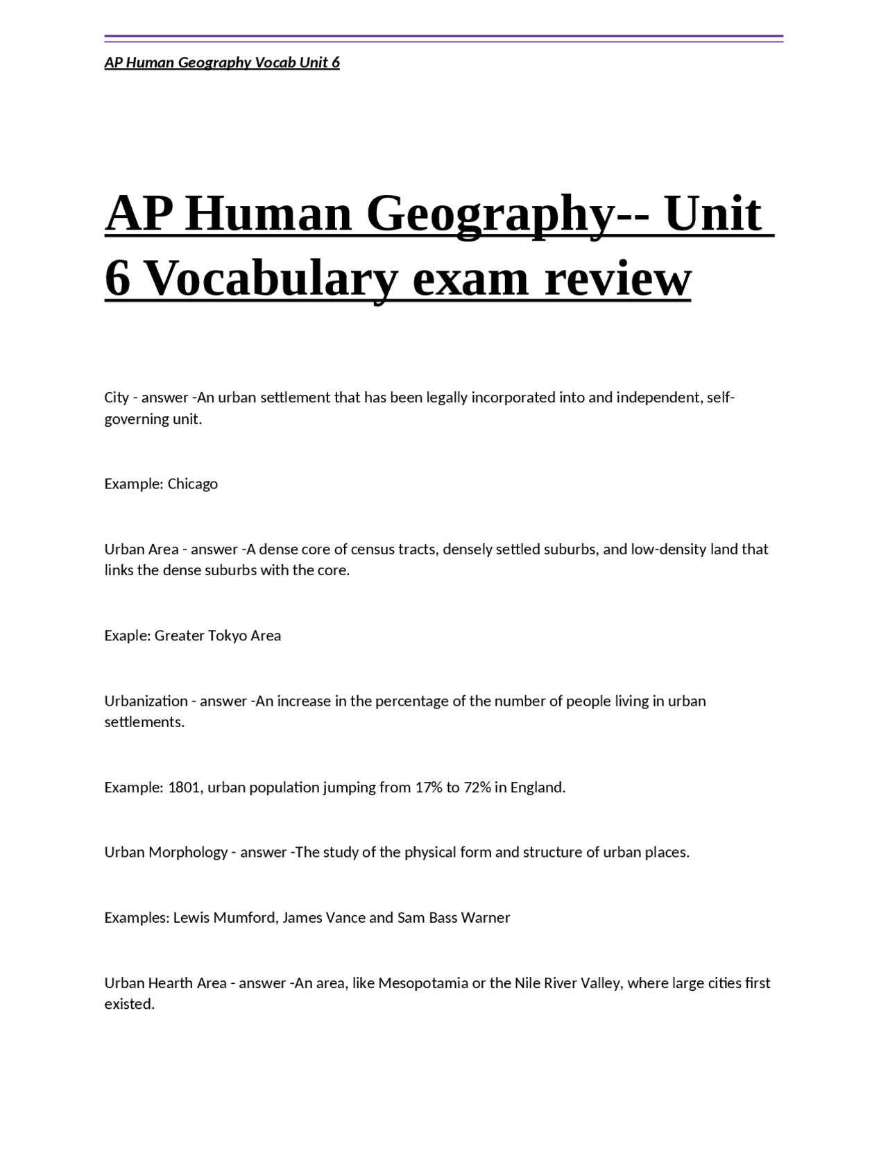AP Human Geography-- Unit 6 Vocabulary exam review.docx | Exams Nursing ...