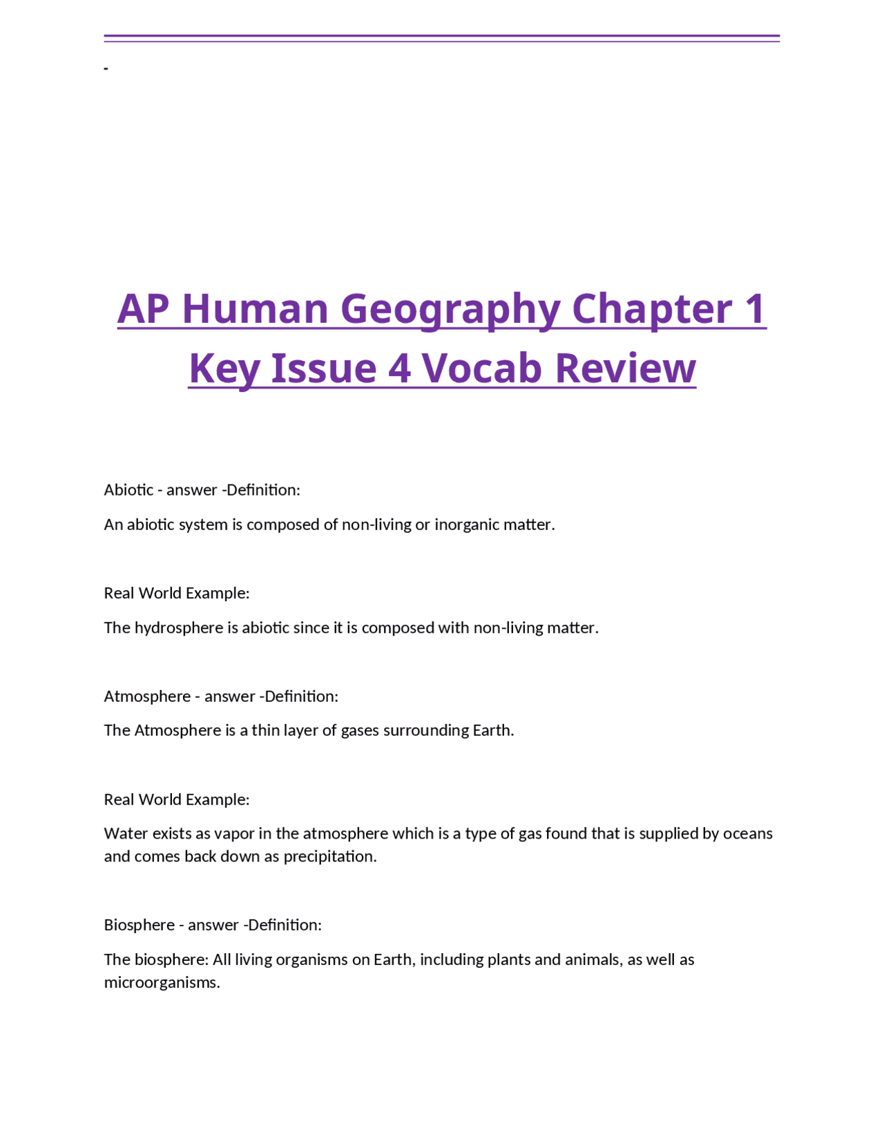 AP Human Geography Chapter 1 Key Issue 4 Vocab Review.docx | Exams ...