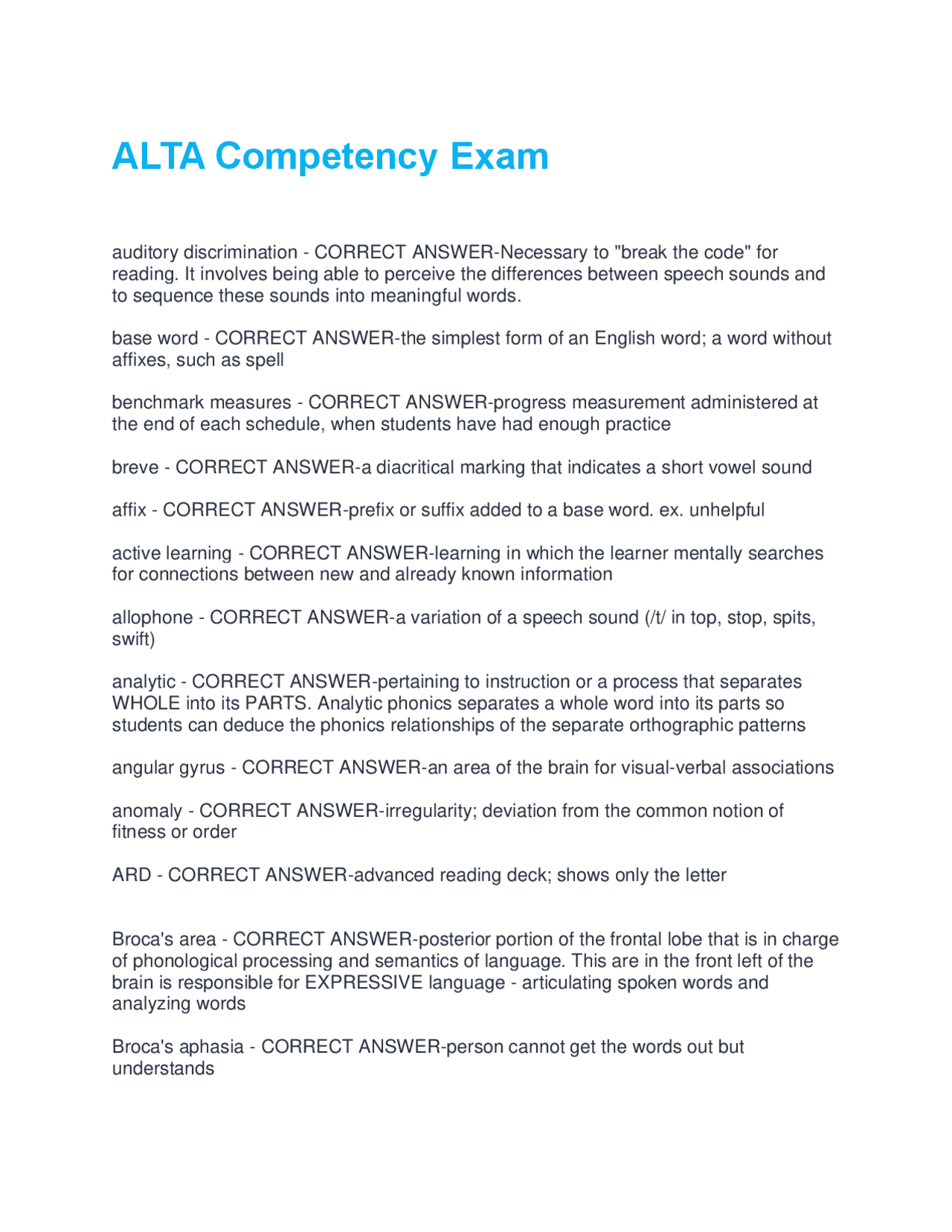 ALTA Competency Exam Questions and Answers|2025 Update | Exams Advanced ...