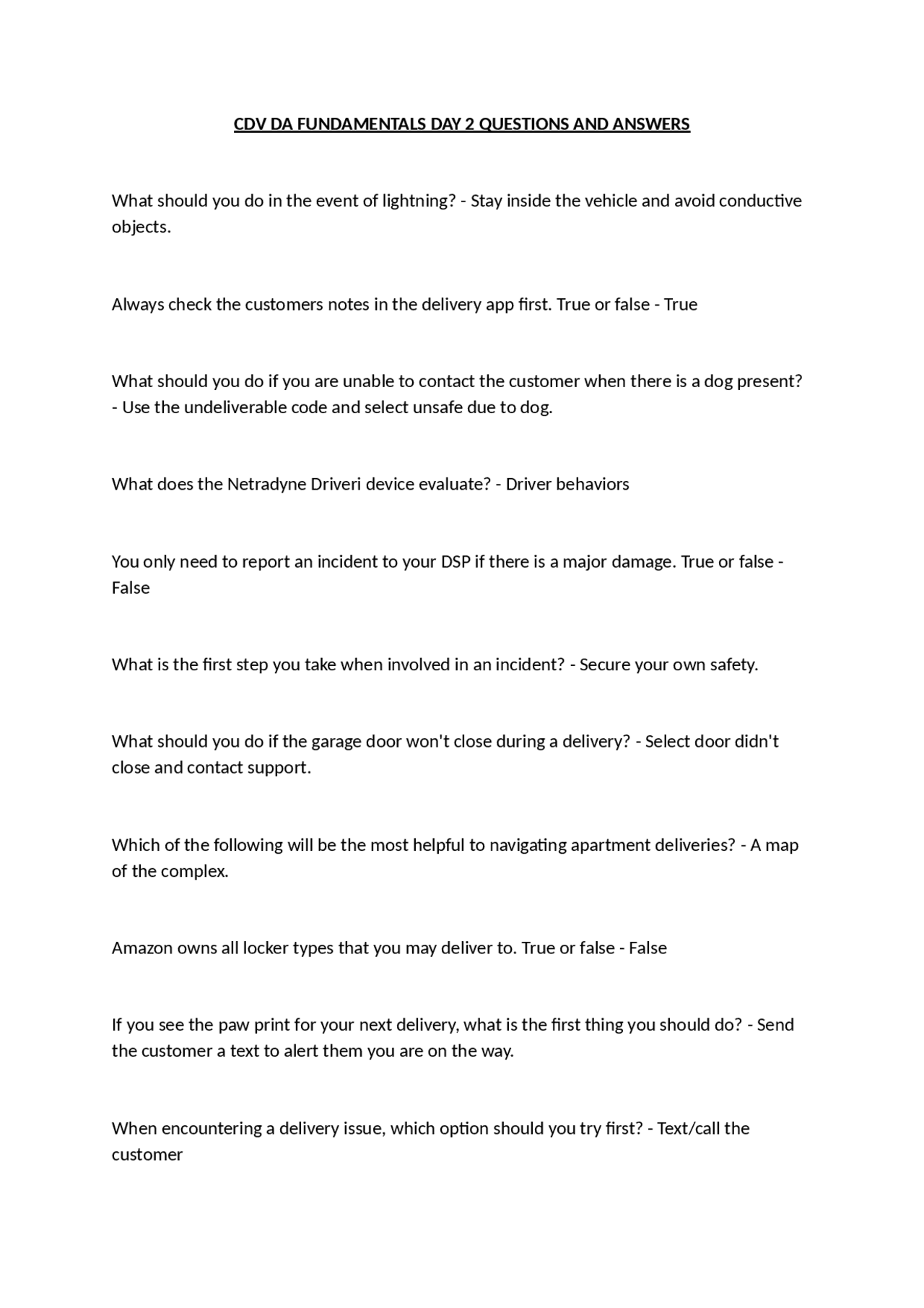 CDV DA Fundamentals Day 2: Questions and Answers | Exams Advanced ...