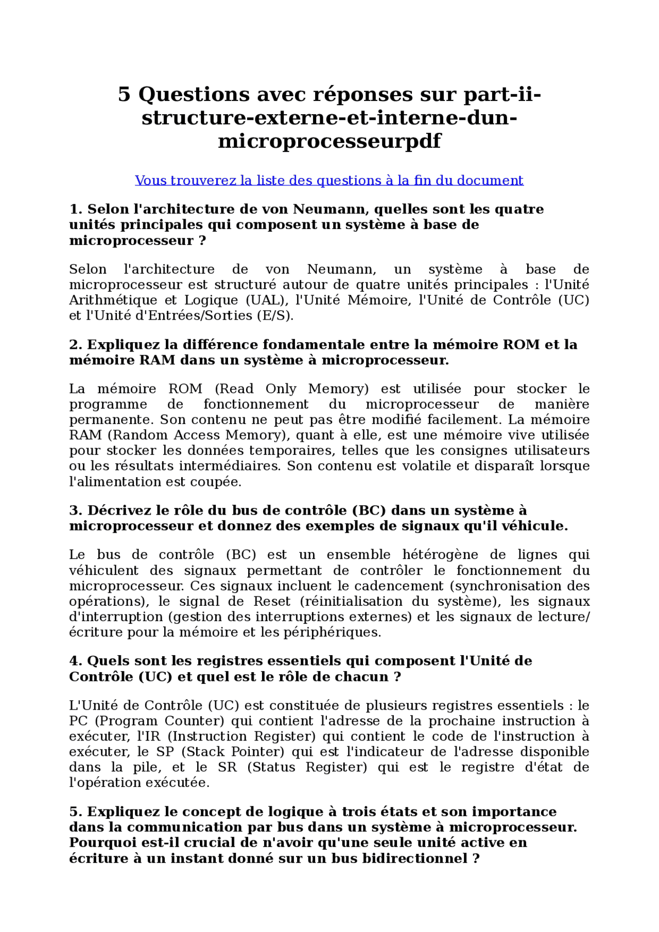 Questions and answers, Microprocessor Architecture: Von Neumann and Harvard Architectures ...