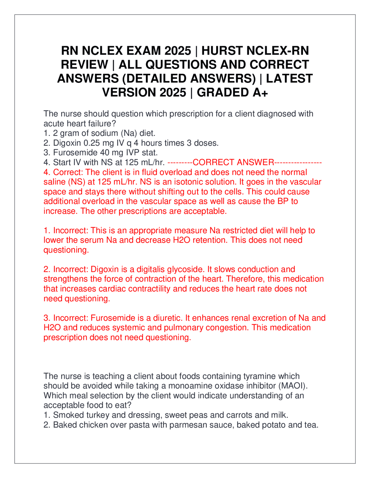 RN NCLEX EXAM 2025 | HURST NCLEX-RN REVIEW | ALL QUESTIONS AND CORRECT ...