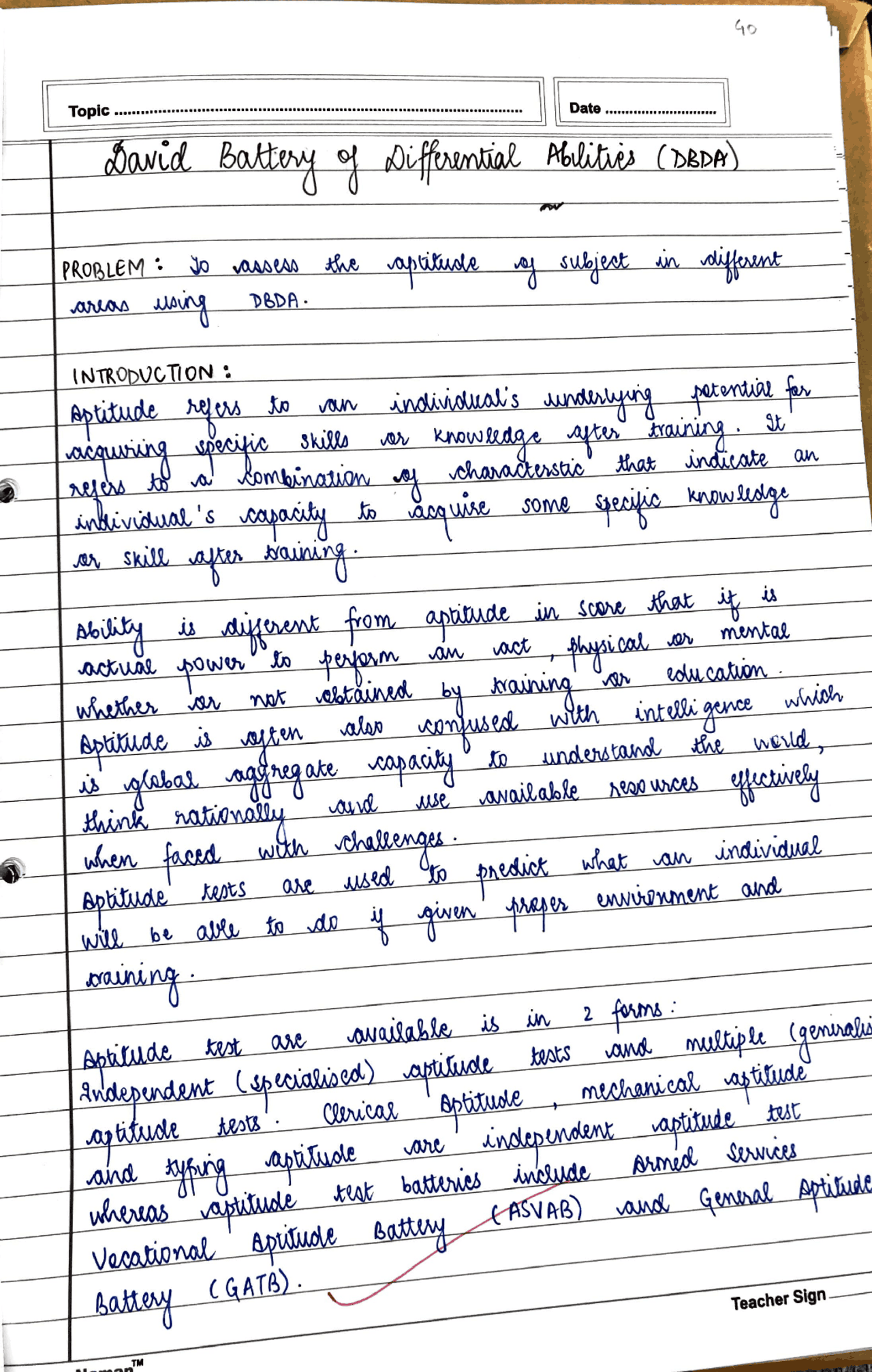 David's Battery of Differential Abilities | Essays (high school ...