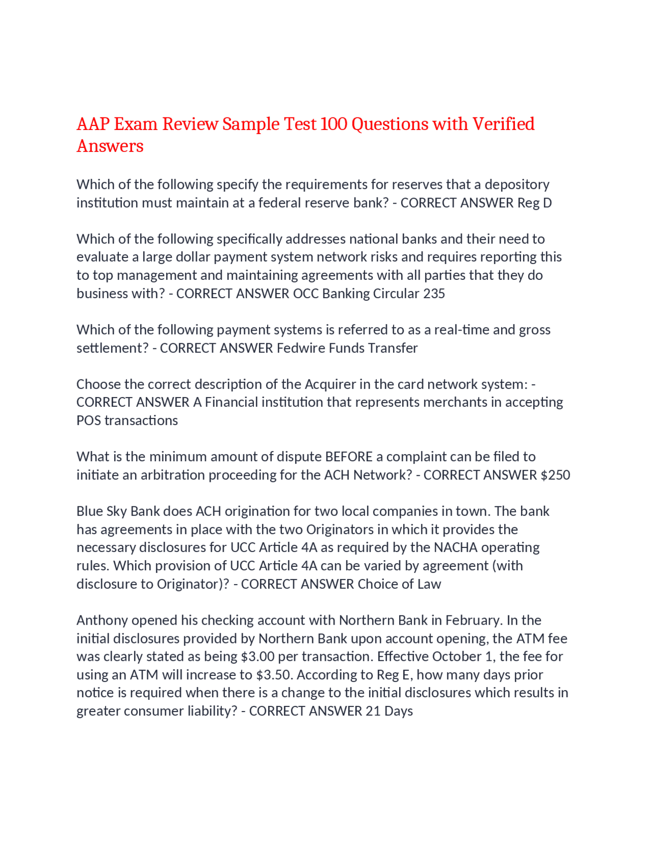 AAP Exam Review Sample Test 100 Questions with Verified Answers,100 ...