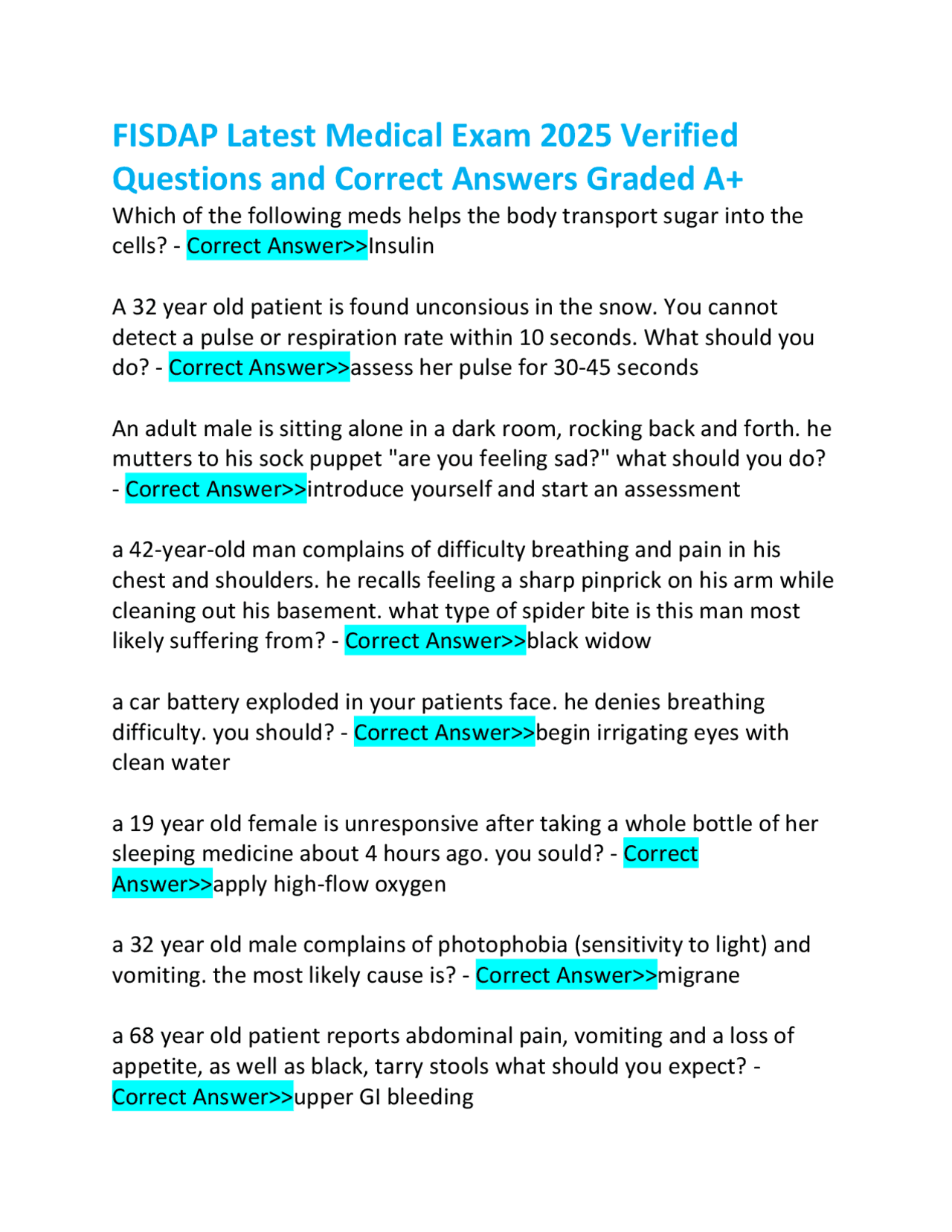 Medical Emergency Quiz: Questions and Answers for Paramedics and EMTs ...