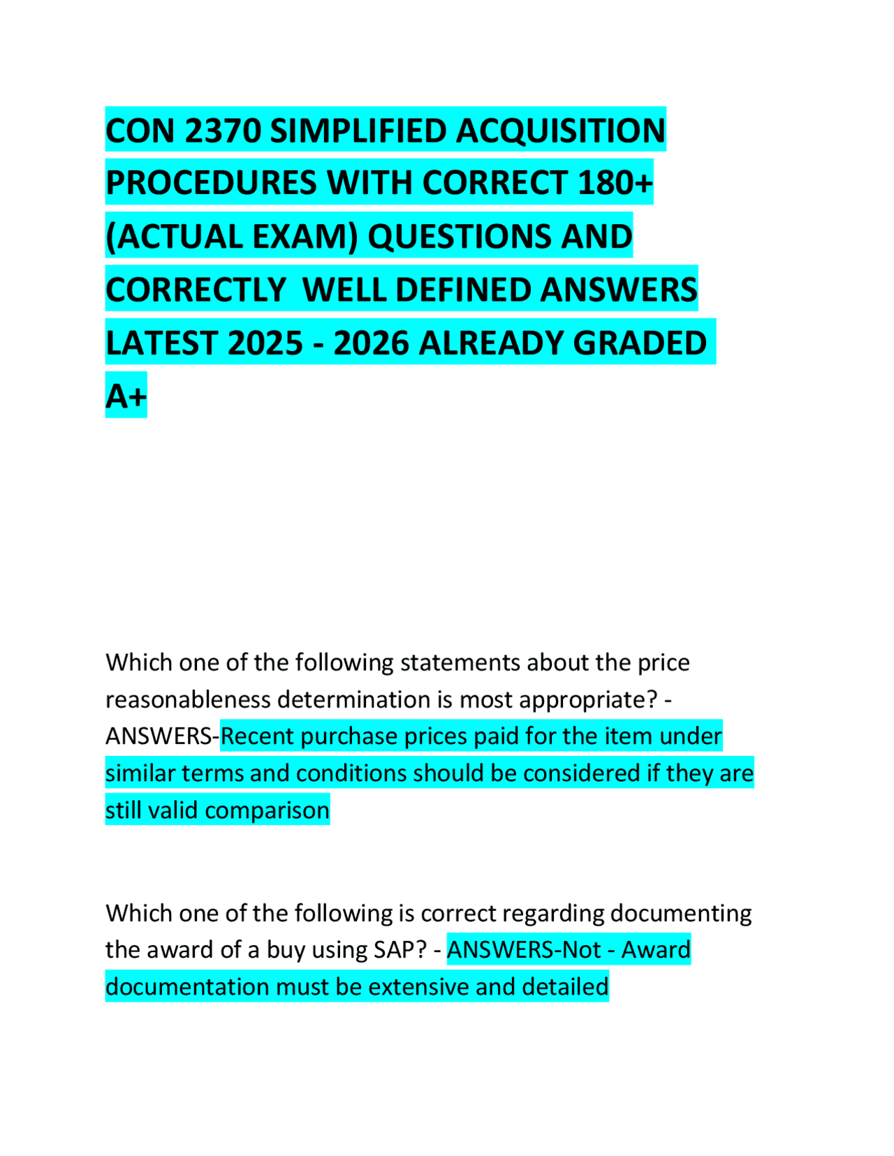 CON 2370 SIMPLIFIED ACQUISITION PROCEDURES WITH CORRECT 180+ (ACTUAL ...