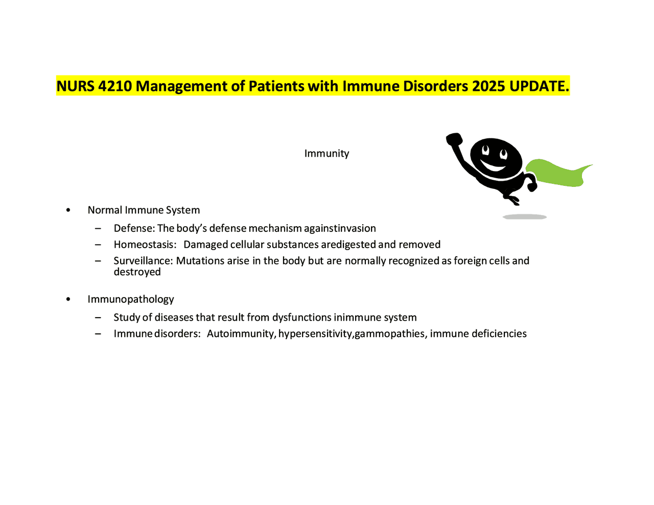 NURS 4210 Management of Patients with Immune Disorders 2025 UPDATE ...