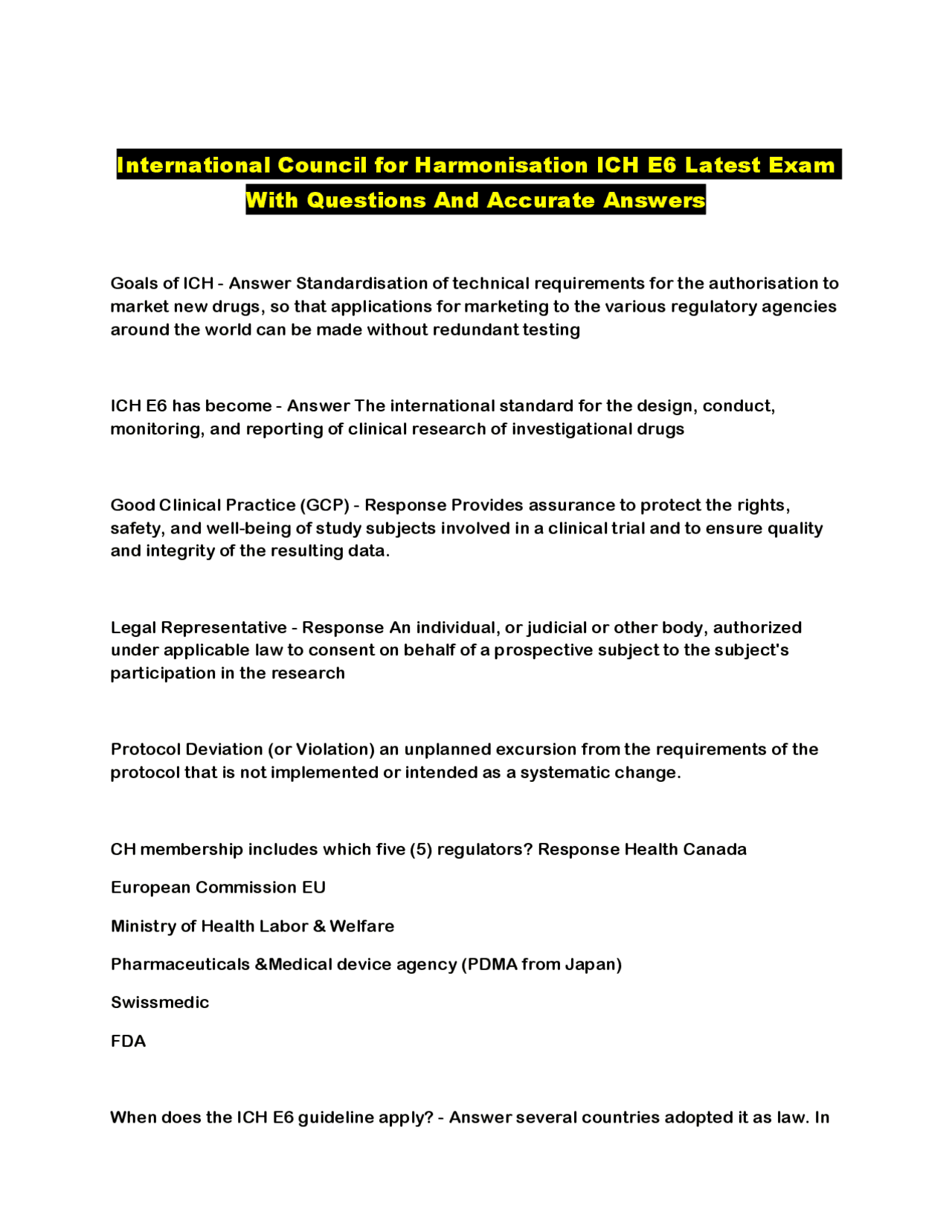 ICH E6 Guideline: A Comprehensive Guide to Good Clinical Practice ...