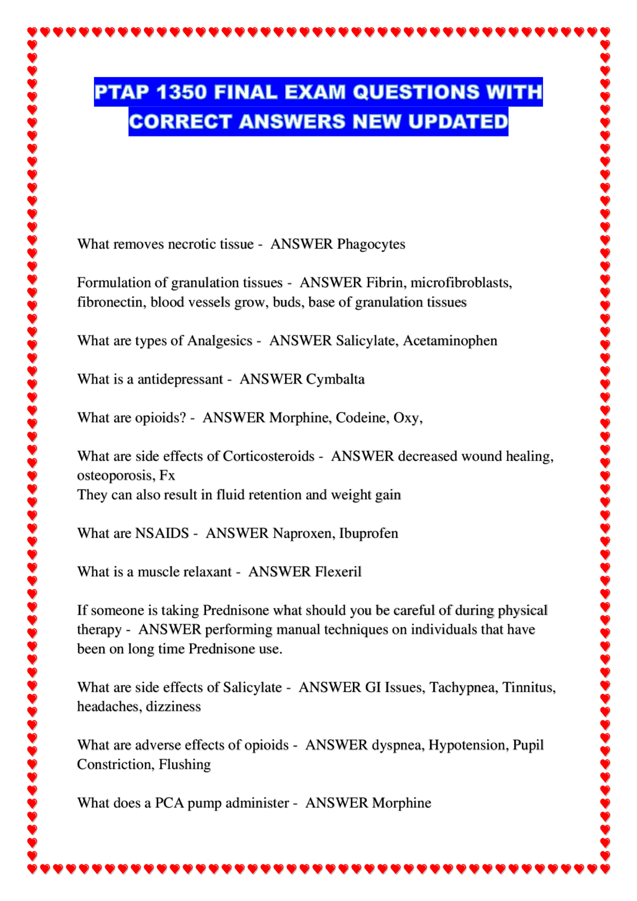 PTAP 1350 FINAL EXAM QUESTIONS WITH CORRECT ANSWERS NEW UPDATED | Exams ...