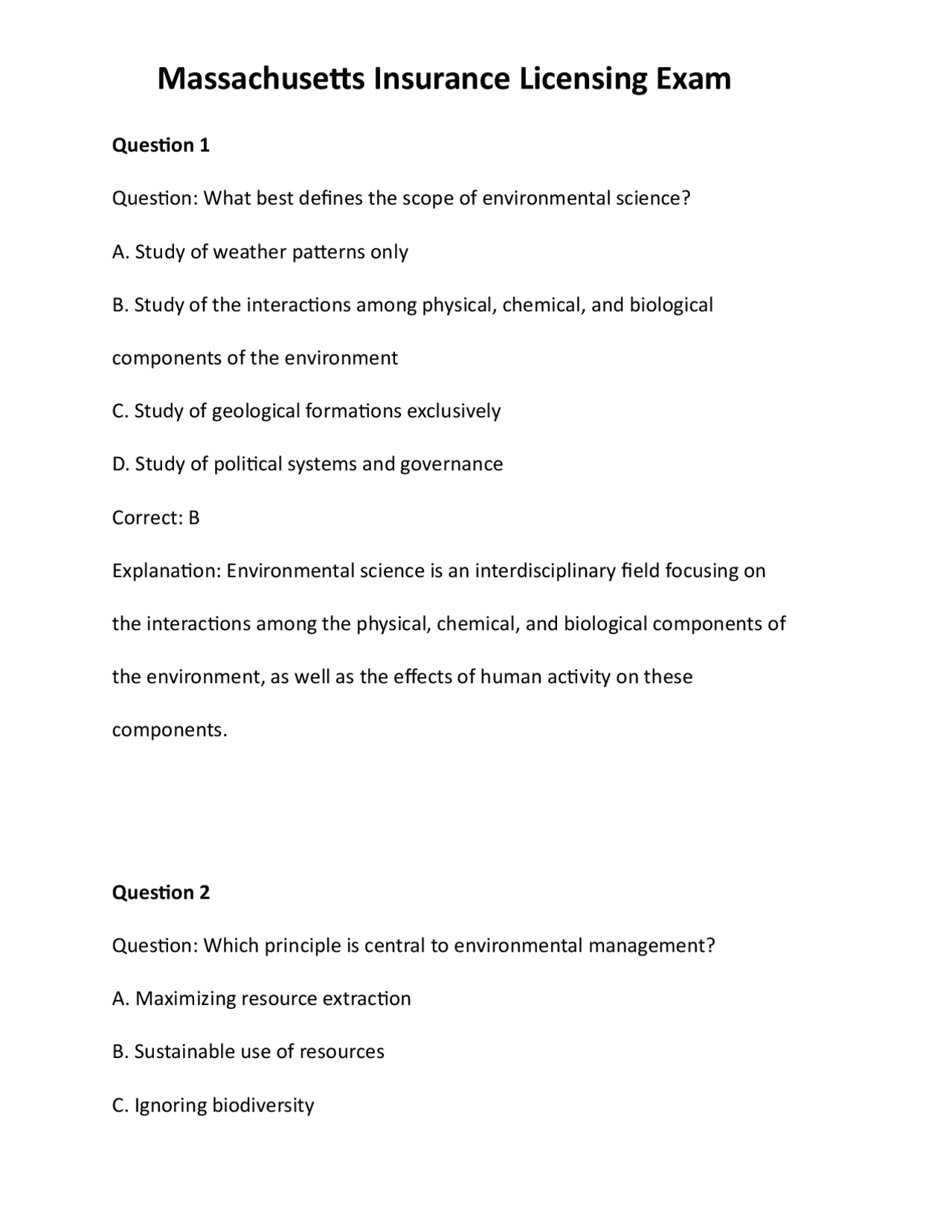 Massachusetts Insurance Licensing Exam | Exams Technology | Docsity