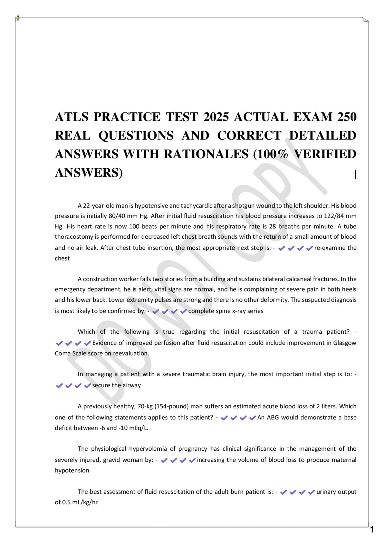 ATLS Practice Test 2025: Trauma Management Multiple Choice Questions ...
