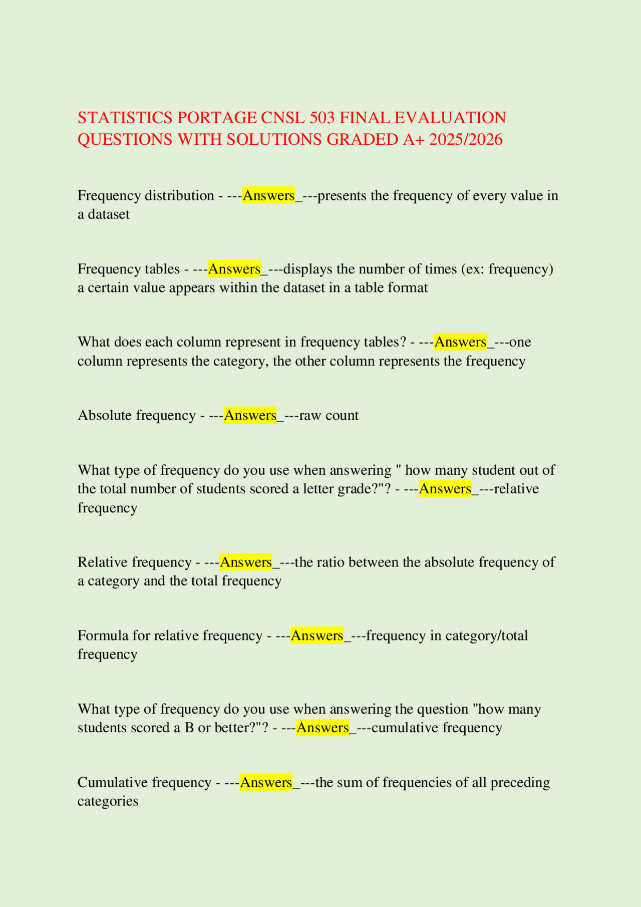 Statistics: Frequency Distributions, Central Tendency, and Variability | Exams Statistics | Docsity