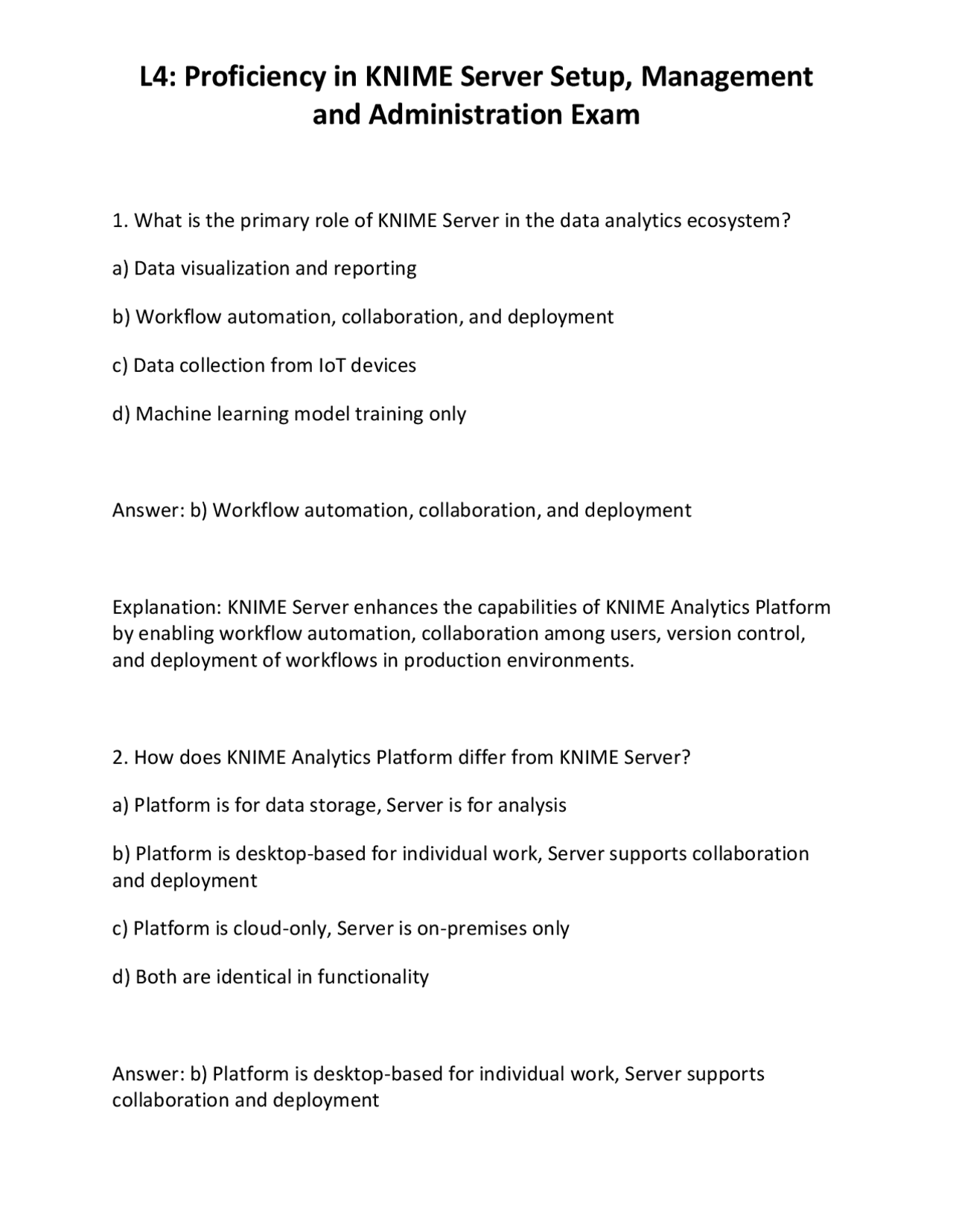 L4: Proficiency in KNIME Server Setup, Management and Administration Exam | Exams Technology ...