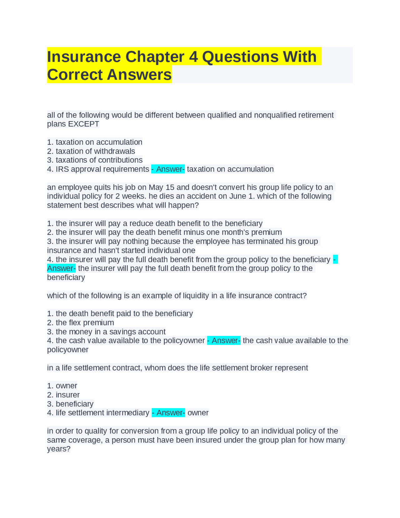 Insurance Exam Questions and Answers: A Comprehensive Guide | Exams ...