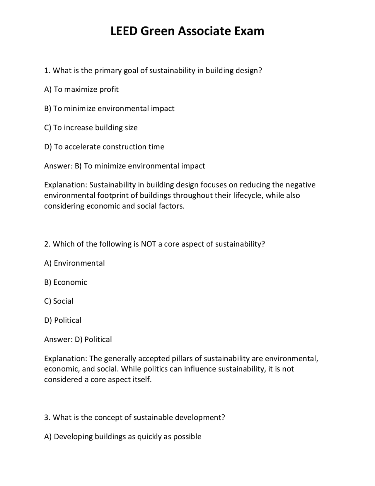 LEED Green Associate Exam | Exams Technology | Docsity
