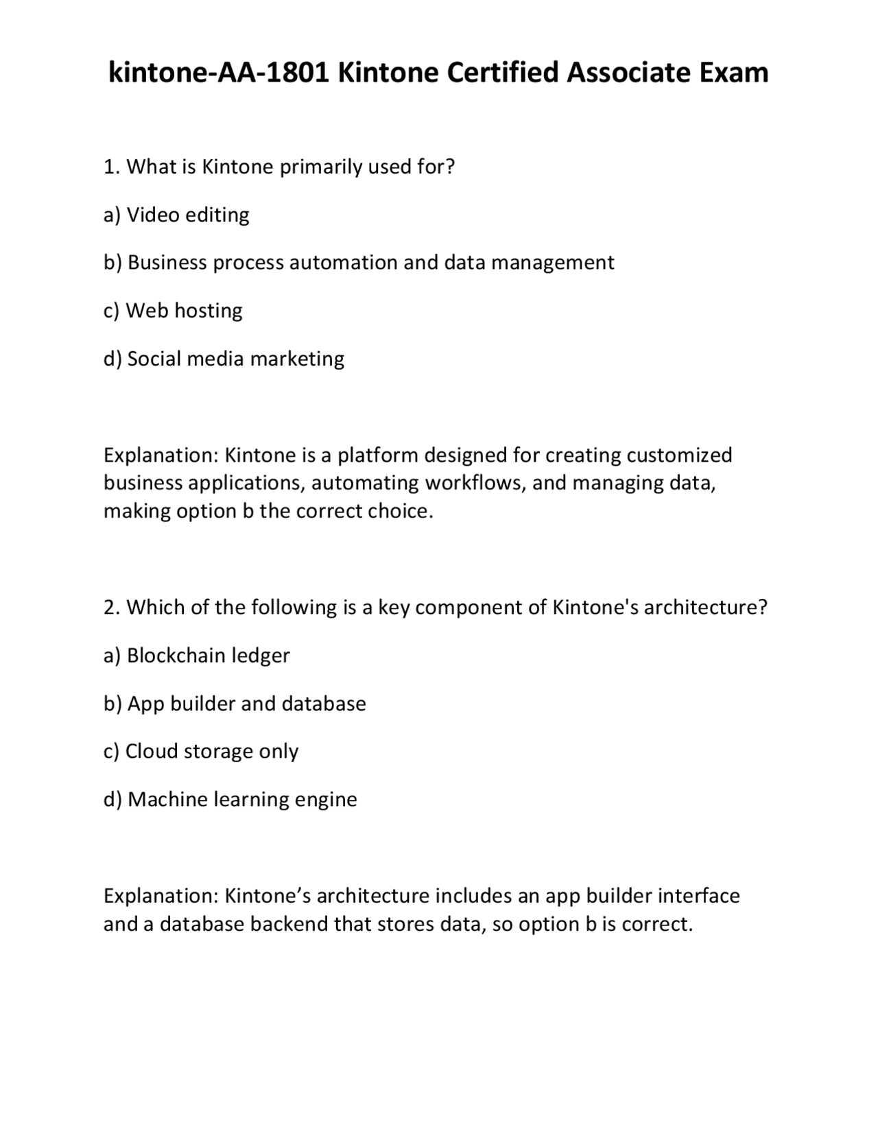 kintone-AA-1801 Kintone Certified Associate Exam | Exams Technology ...