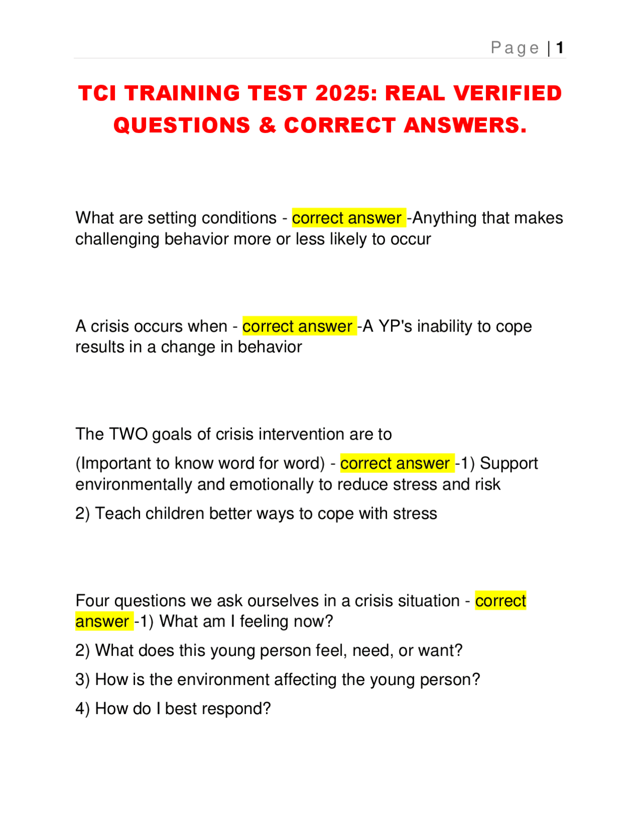 TCI TRAINING TEST 2025: REAL VERIFIED QUESTIONS & CORRECT ANSWERS ...