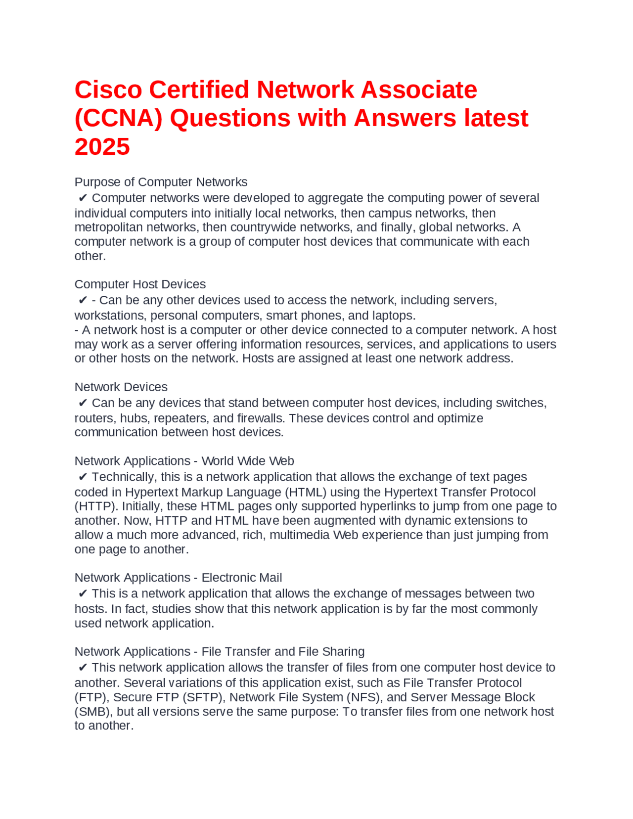 Cisco Certified Network Associate (CCNA) Questions with Answers latest ...