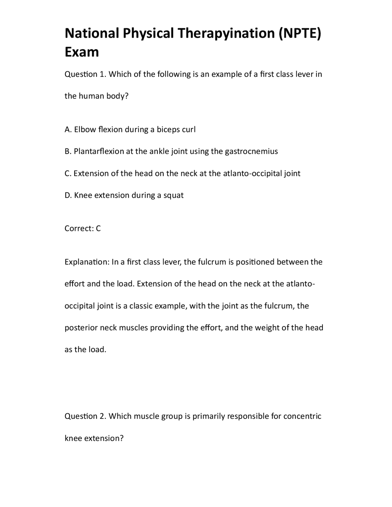 National Physical Therapyination (NPTE) Exam | Exams Technology | Docsity