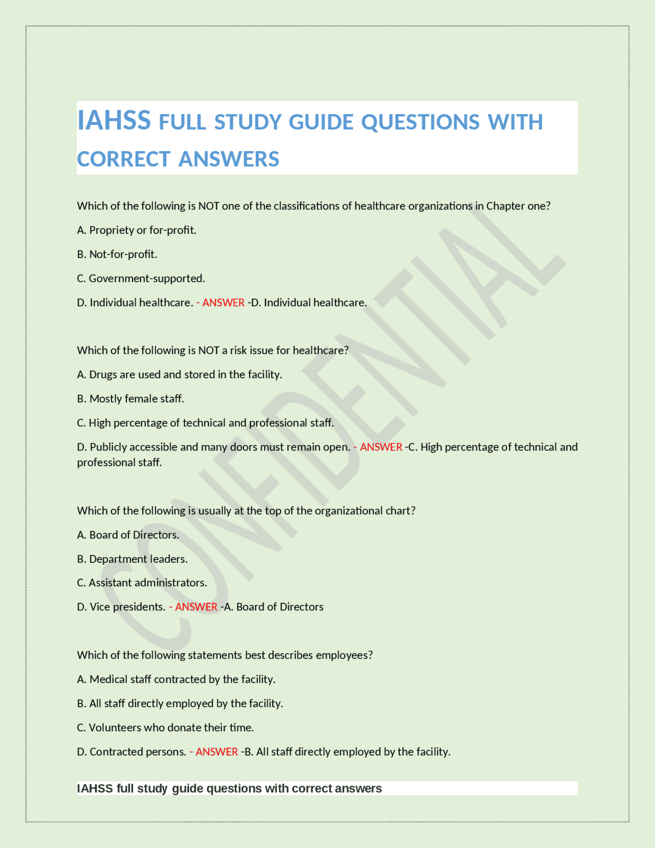 IAHSS Full Study Guide: Questions and Answers for Healthcare Security ...