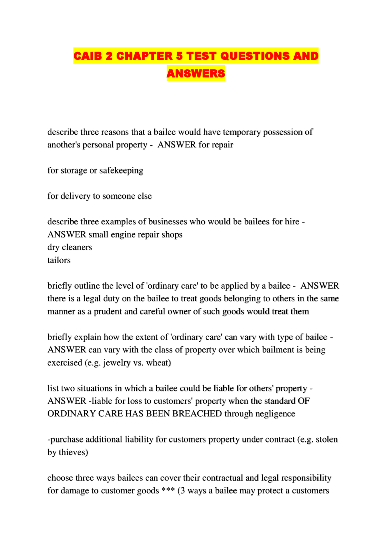 CAIB 2 CHAPTER 5 TEST QUESTIONS AND ANSWERS | Exams Advanced Education ...