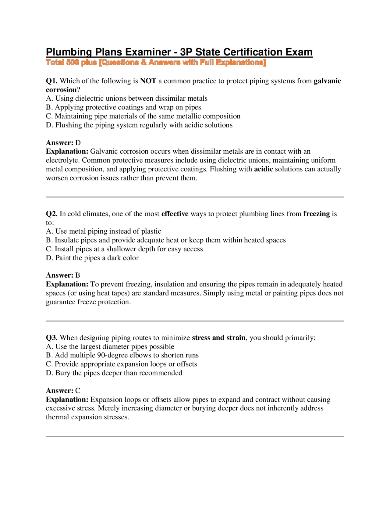 "Plumbing Plans Examiner - 3P State Certification Exam" | Exams ...