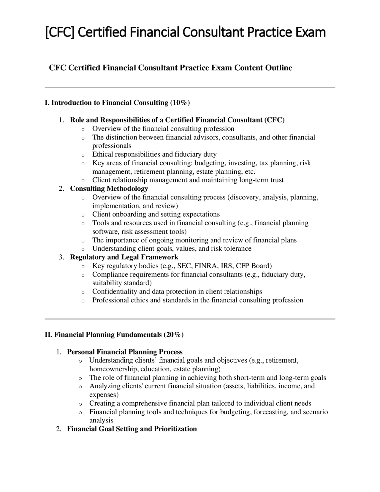 [CFC] Certified Financial Consultant Practice Exam | Exams Technology ...