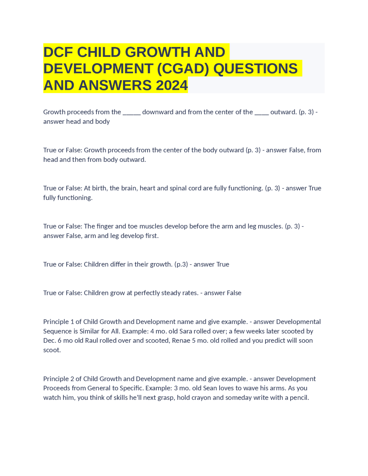 Child Growth and Development: Questions and Answers for 2024 | Exams ...