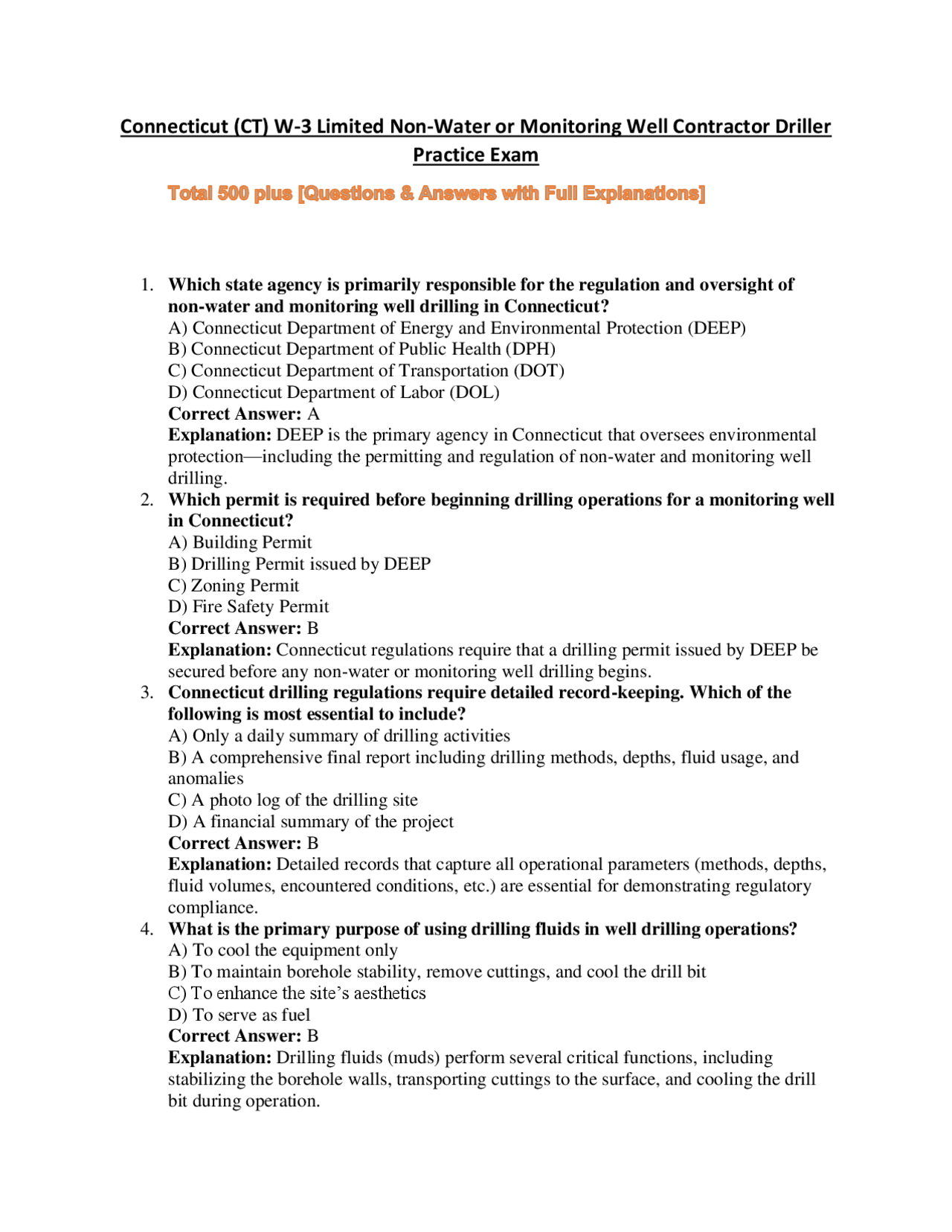 Connecticut (CT) W-3 Limited Non-Water or Monitoring Well Contractor ...