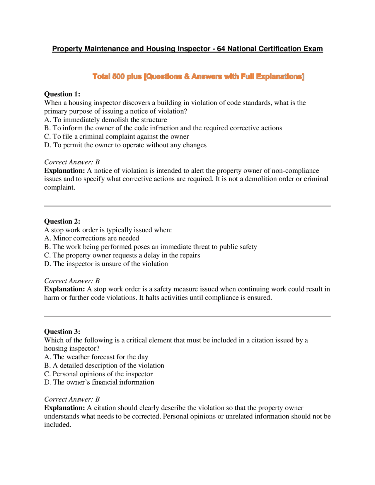 Property Maintenance and Housing Inspector - 64 National Certification ...