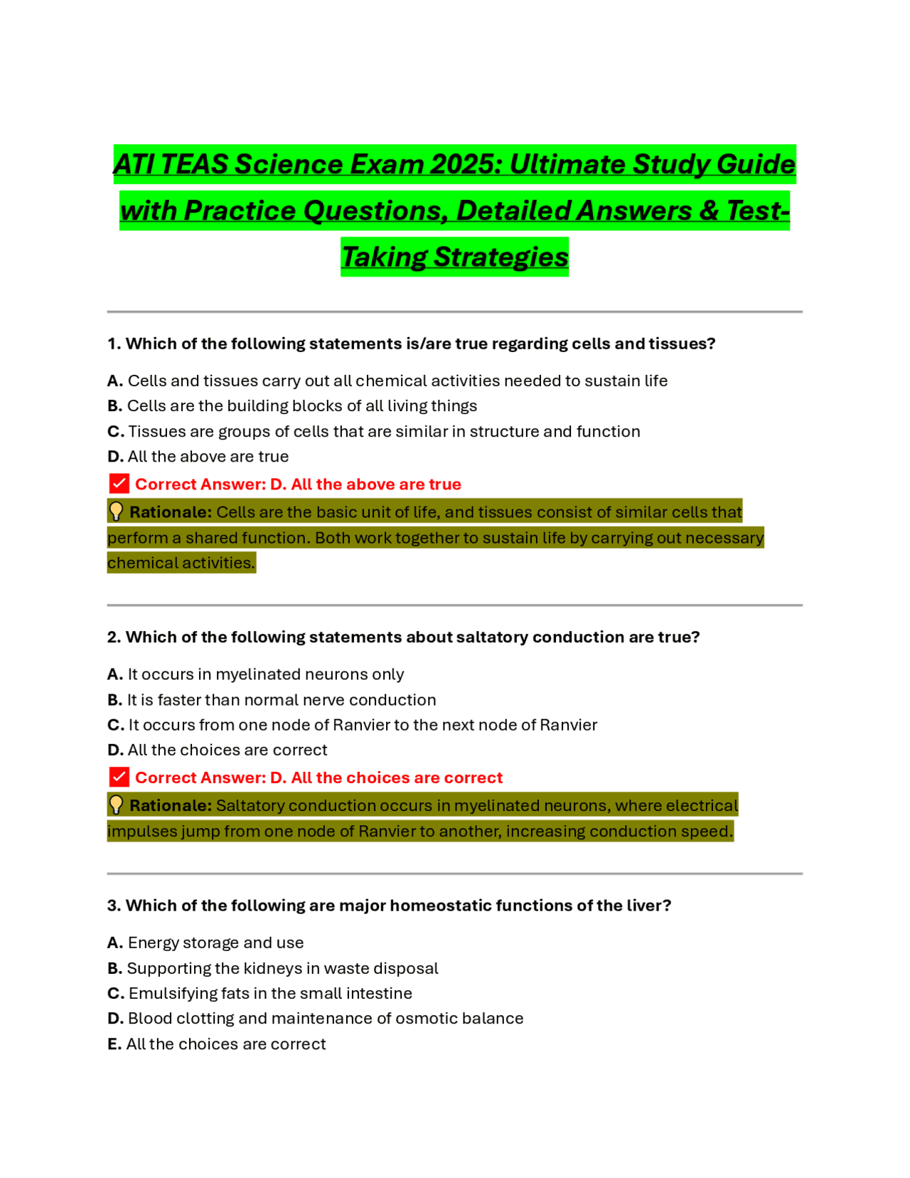 A.T.I TEAS Science Exam 2025 Ultimate Study Guide with Practice ...