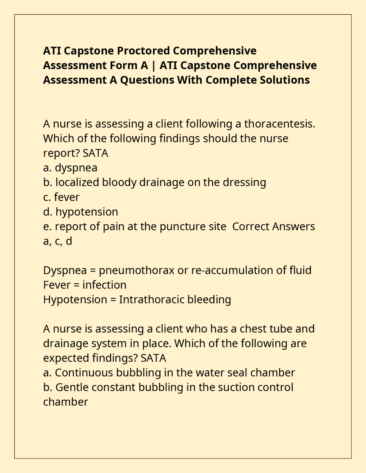 ATI Capstone Proctored Comprehensive Assessment Form A | ATI Capstone ...
