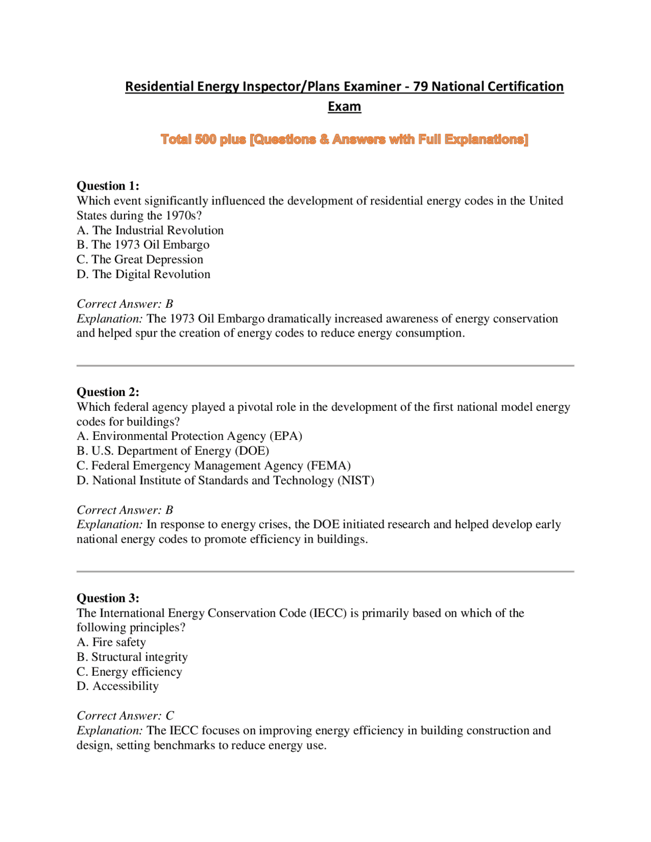 Residential Energy Inspector/Plans Examiner - 79 National Certification ...