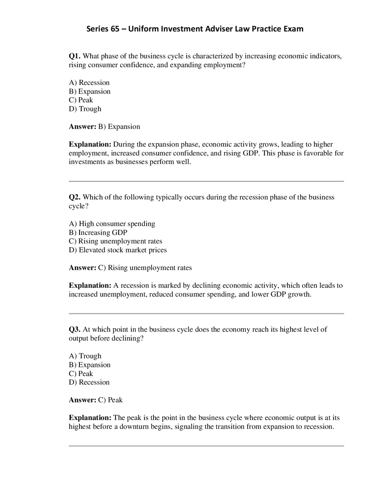 Series 65 – Uniform Investment Adviser Law Practice Exam | Exams ...