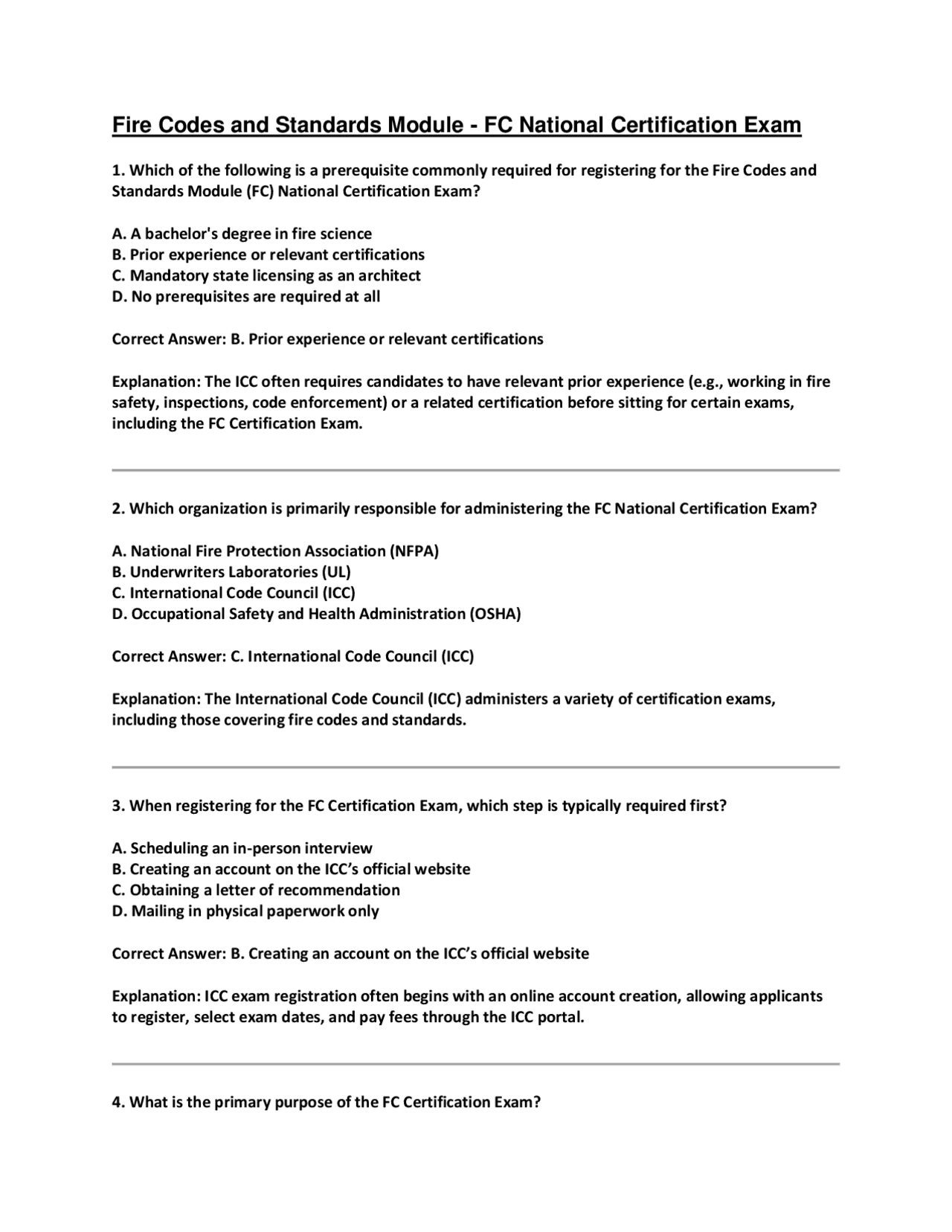 Fire Codes and Standards Module - FC National Certification Exam ...