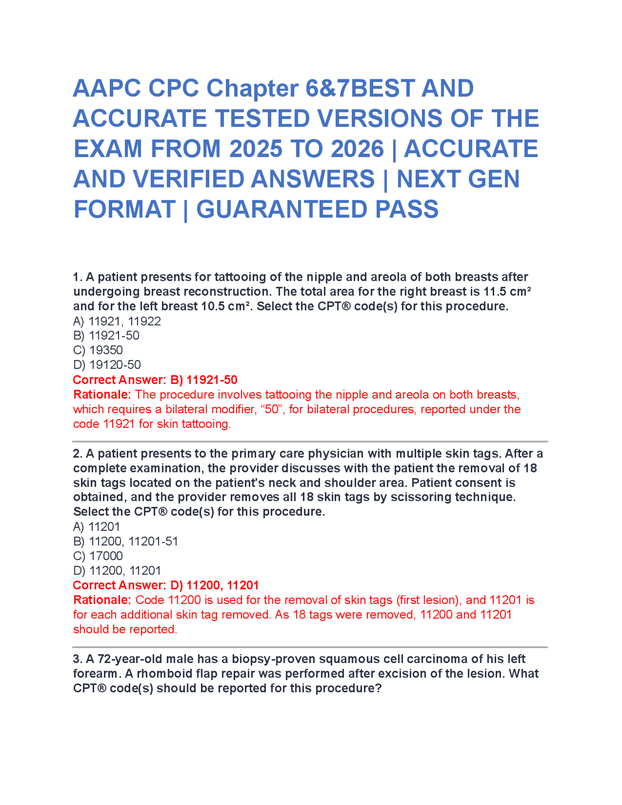 AAPC CPC Chapter 6&7BEST AND ACCURATE TESTED VERSIONS OF THE EXAM FROM ...