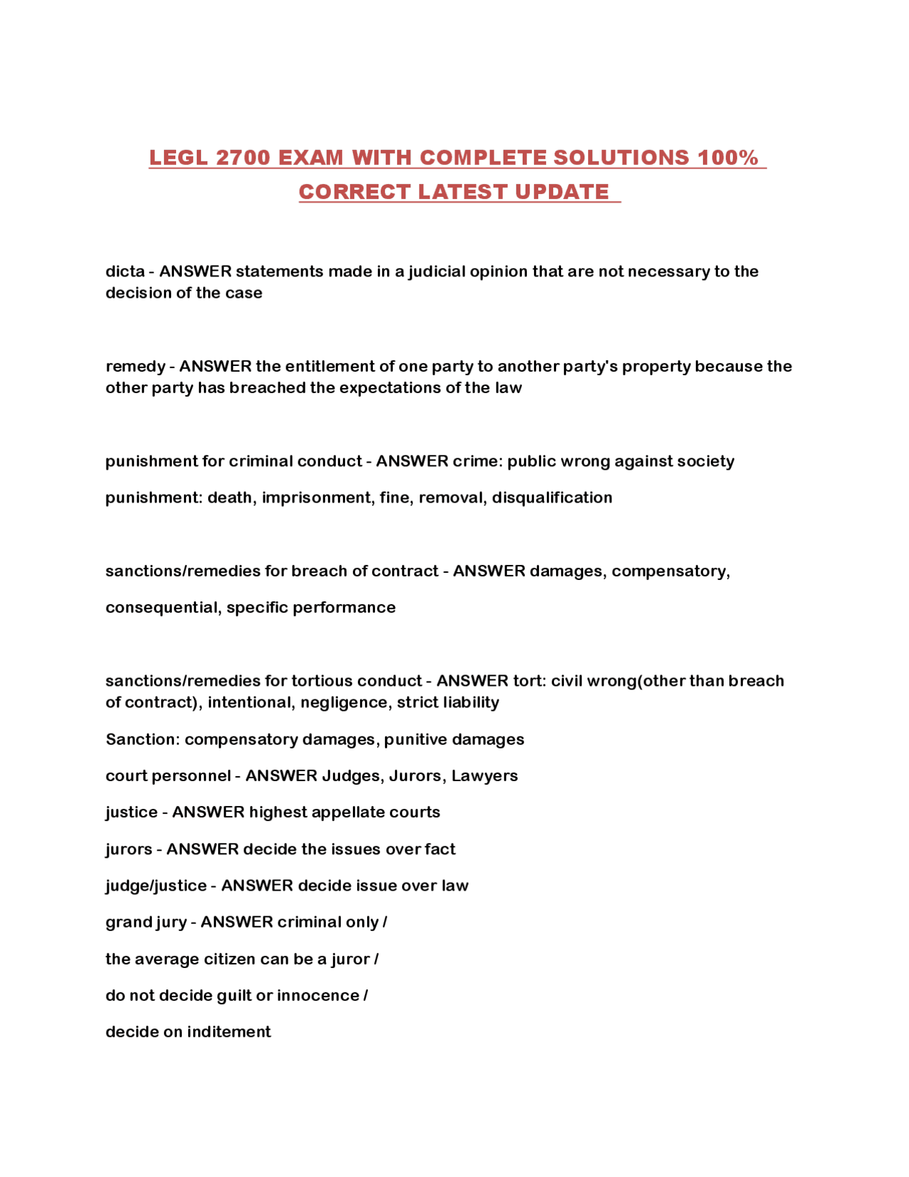 Legal Terminology and Concepts: Definitions and Explanations | Exams Advanced Education | Docsity