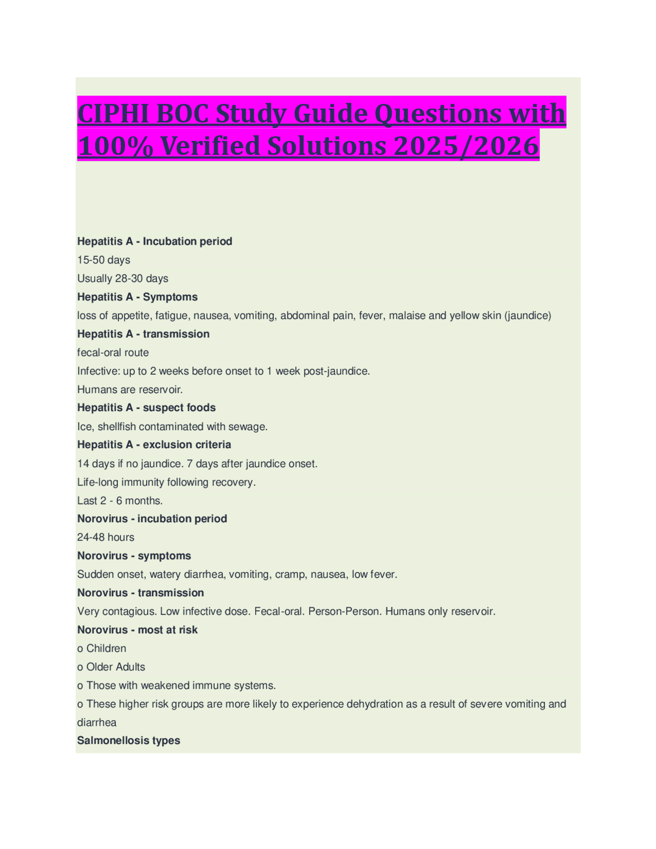 CIPHI BOC Study Guide Questions with 100% Verified Solutions 2025/2026 ...