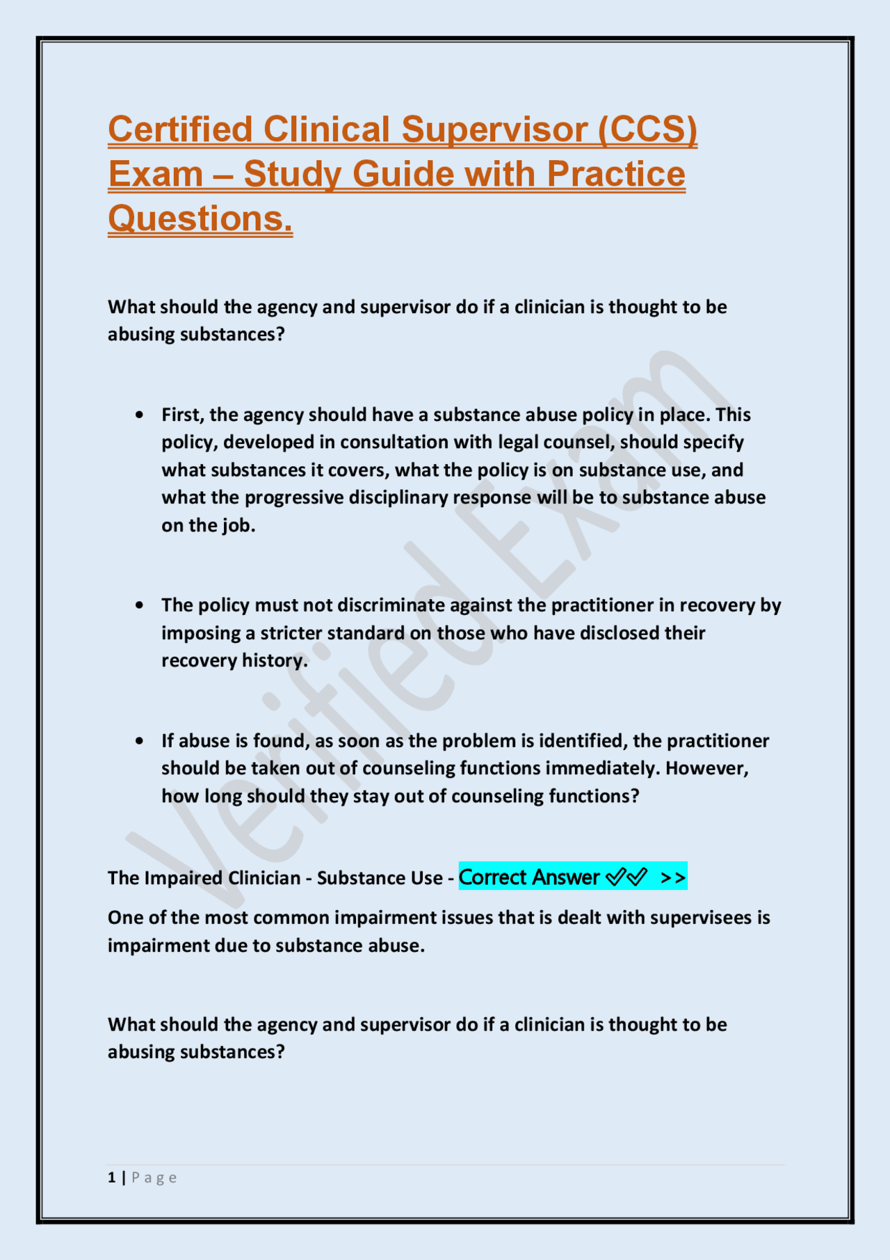 Certified Clinical Supervisor (CCS) Exam – Study Guide with Practice ...