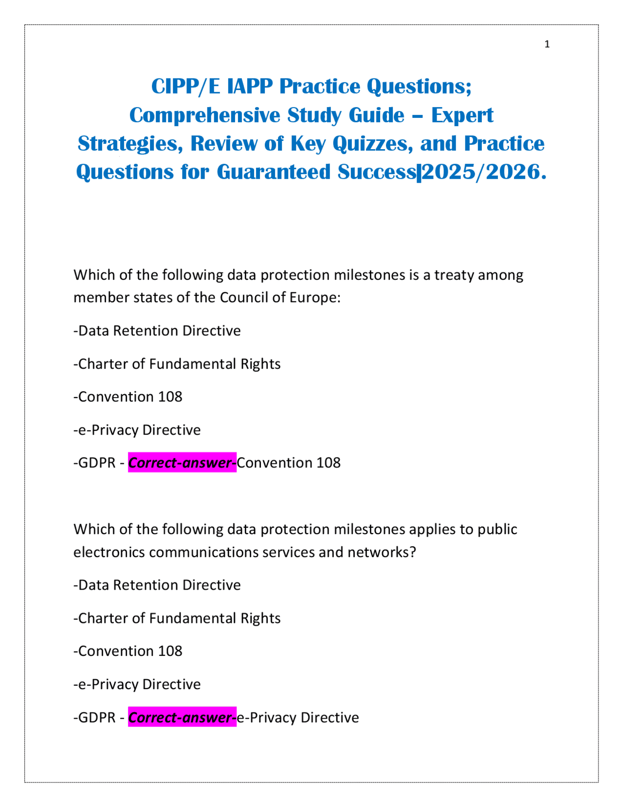 CIPP/E IAPP Practice Questions; Comprehensive Study Guide – Expert Strategies | Exams Nursing ...