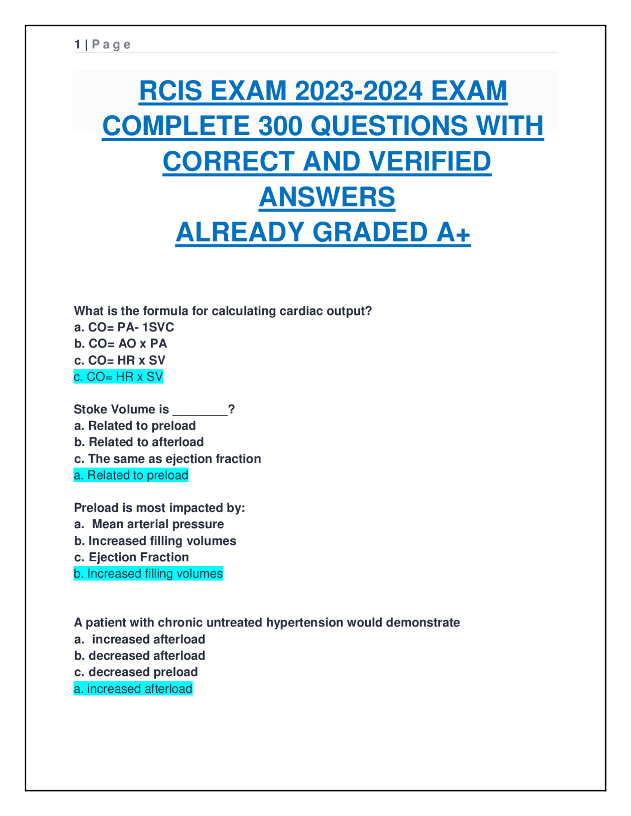 RCIS EXAM 2023-2024 EXAM COMPLETE 300 QUESTIONS WITH CORRECT AND VERIFIED ANSWERS ALREADY ...