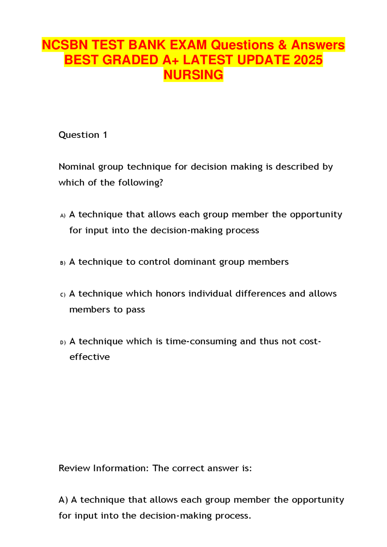 NCSBN Test Bank – Nursing Exam Preparation – USA – 2025 Update ...