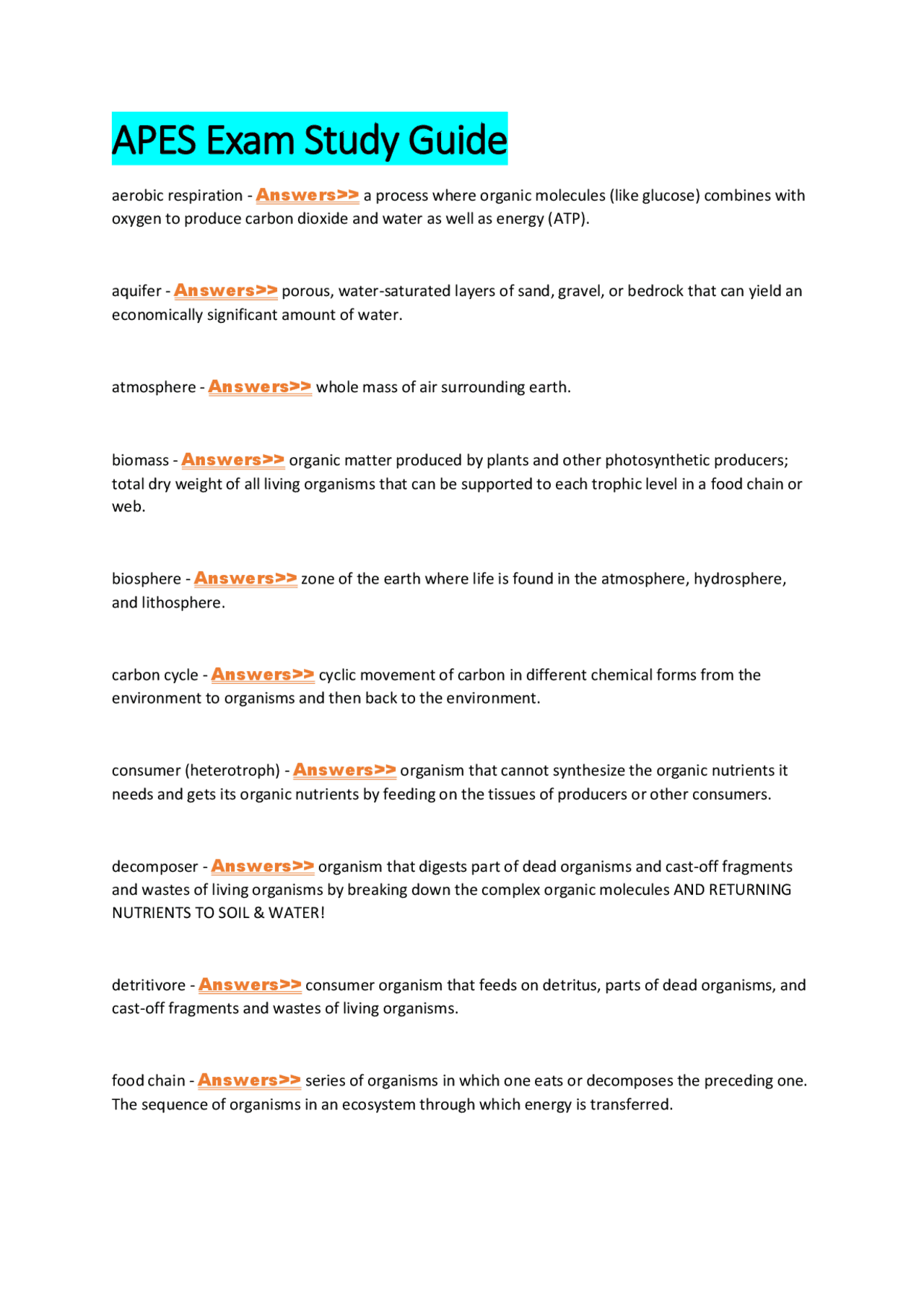 APES Exam Study Guide Verified++ | Exams Nursing | Docsity