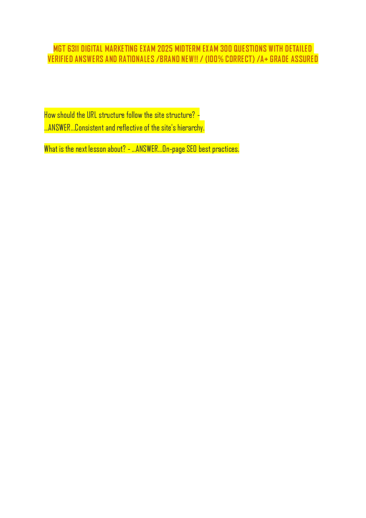 MGT 6311 MIDTERM EXAM .pdf | Exams Nursing | Docsity