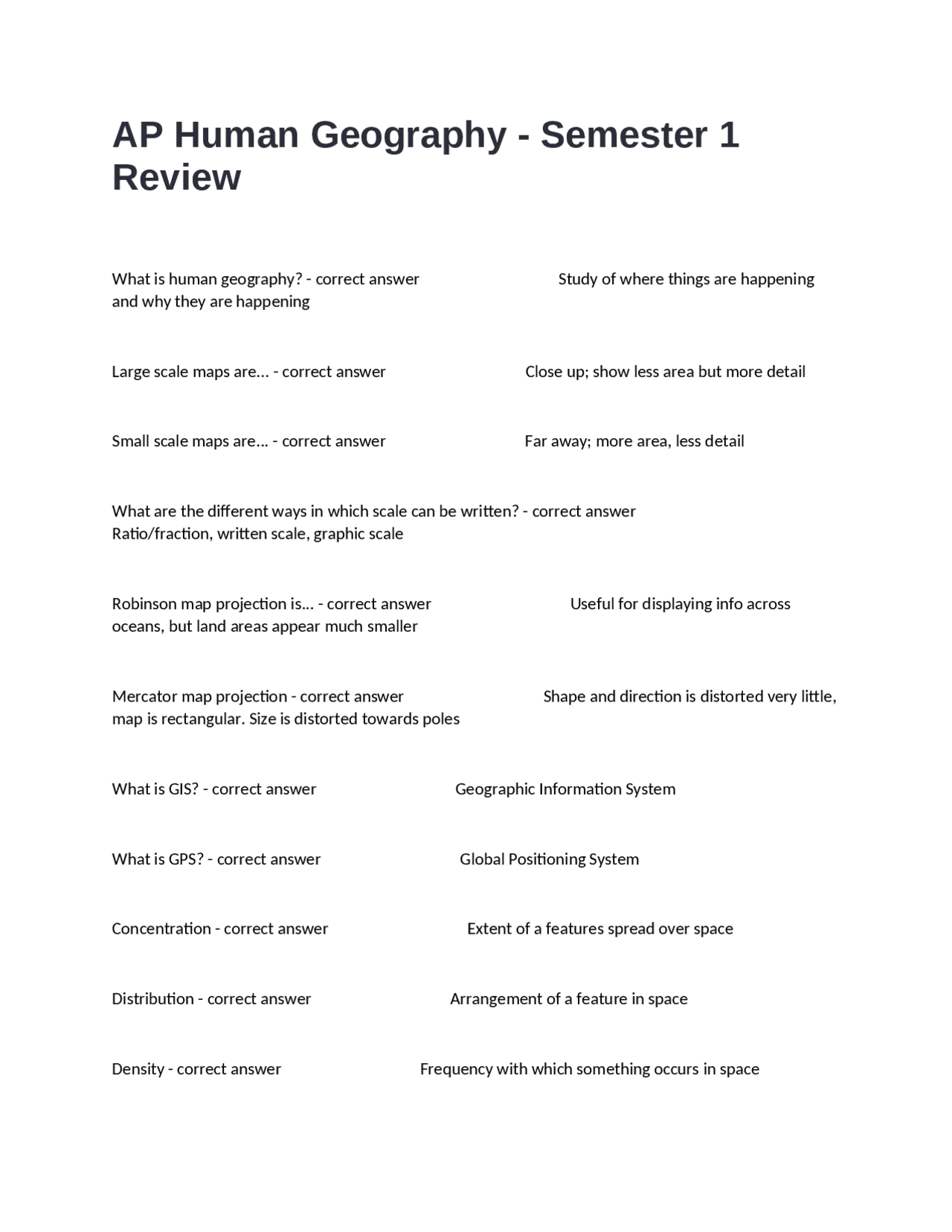 AP Human Geography Exam Complete Questions And Answers. | Exams Nursing ...