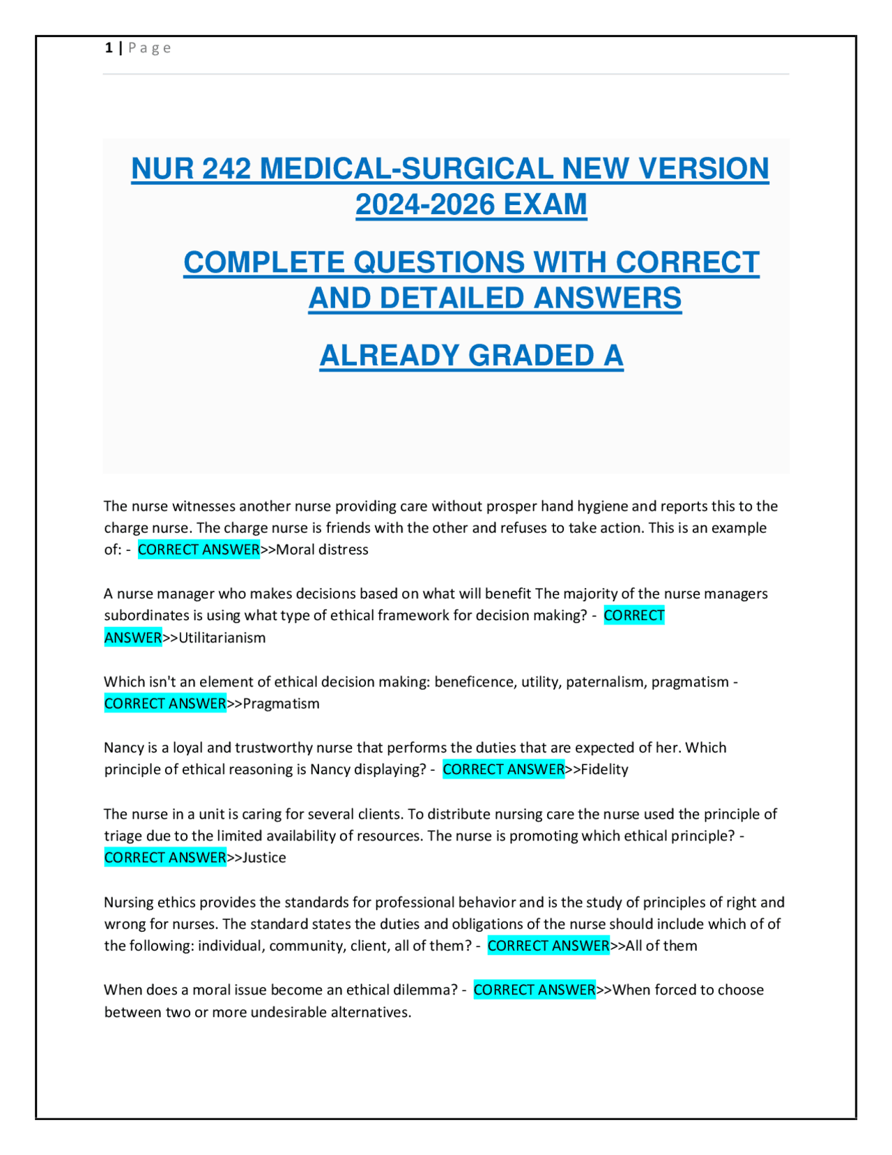 Nursing Ethics: A Comprehensive Guide with Questions and Answers ...