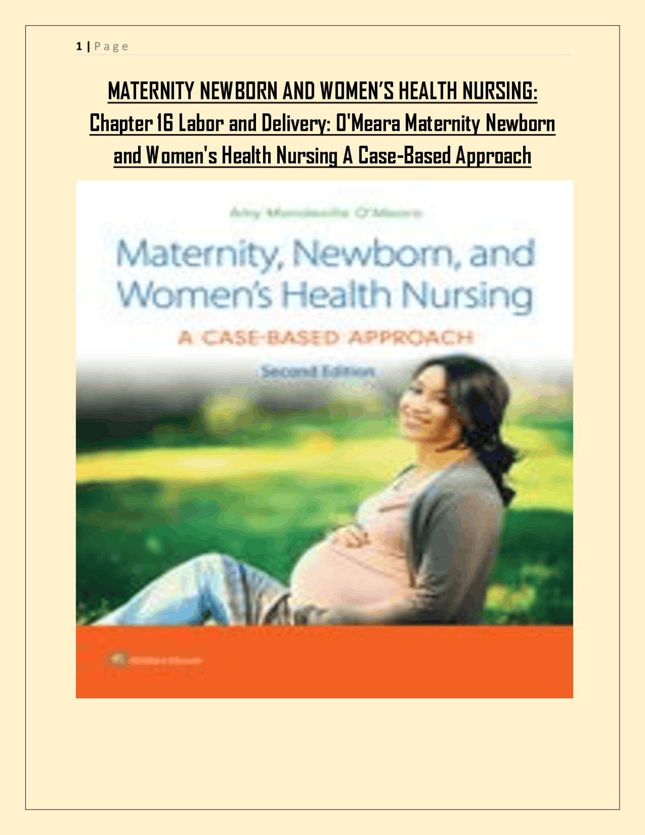 MATERNITY NEWBORN AND WOMEN’S HEALTH NURSING: Chapter 16 Labor and ...
