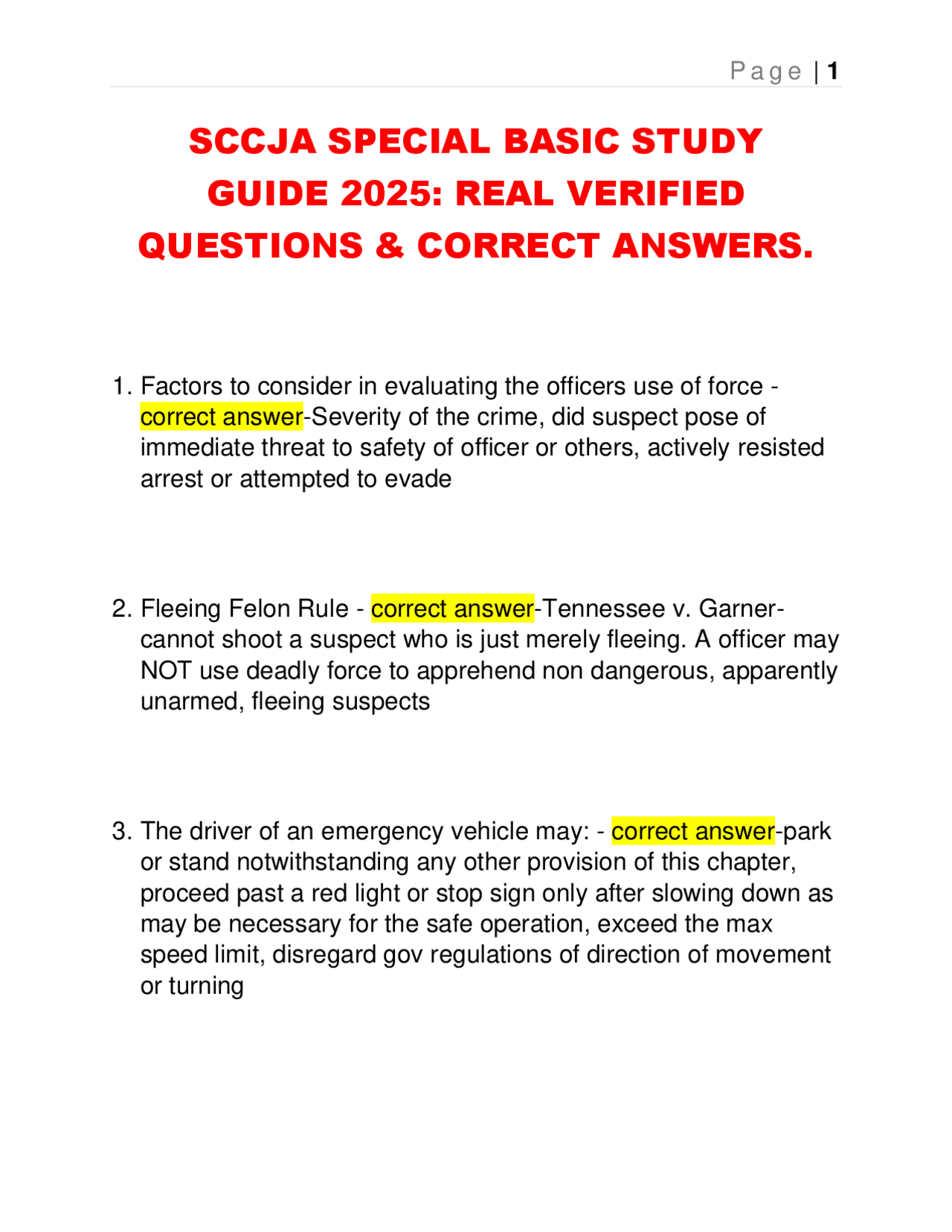 SCCJA Basic Study Guide 2025: Law Enforcement & Legal Procedures ...